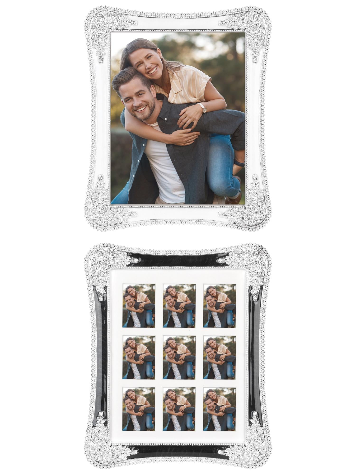 NOMADIC NOOK Plated Picture Frame with Crystal Wedding Shiny Clear ...