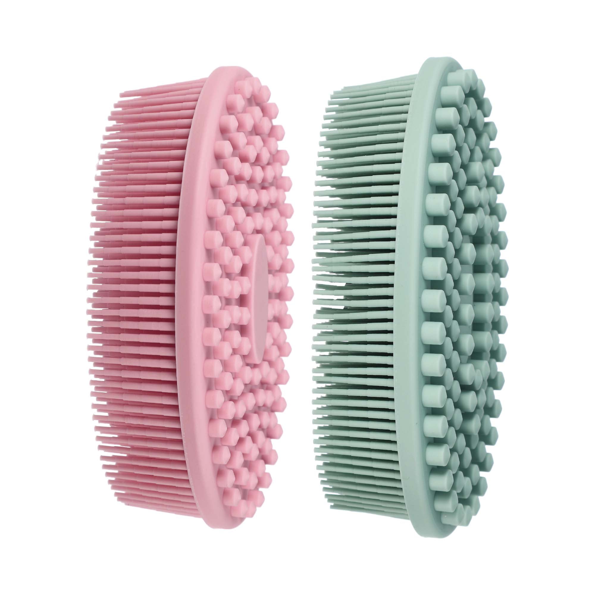 NOMADIC NOOK Shower Silicone 2 in 1 Body Scrubber 2 Pcs Green Pink ...