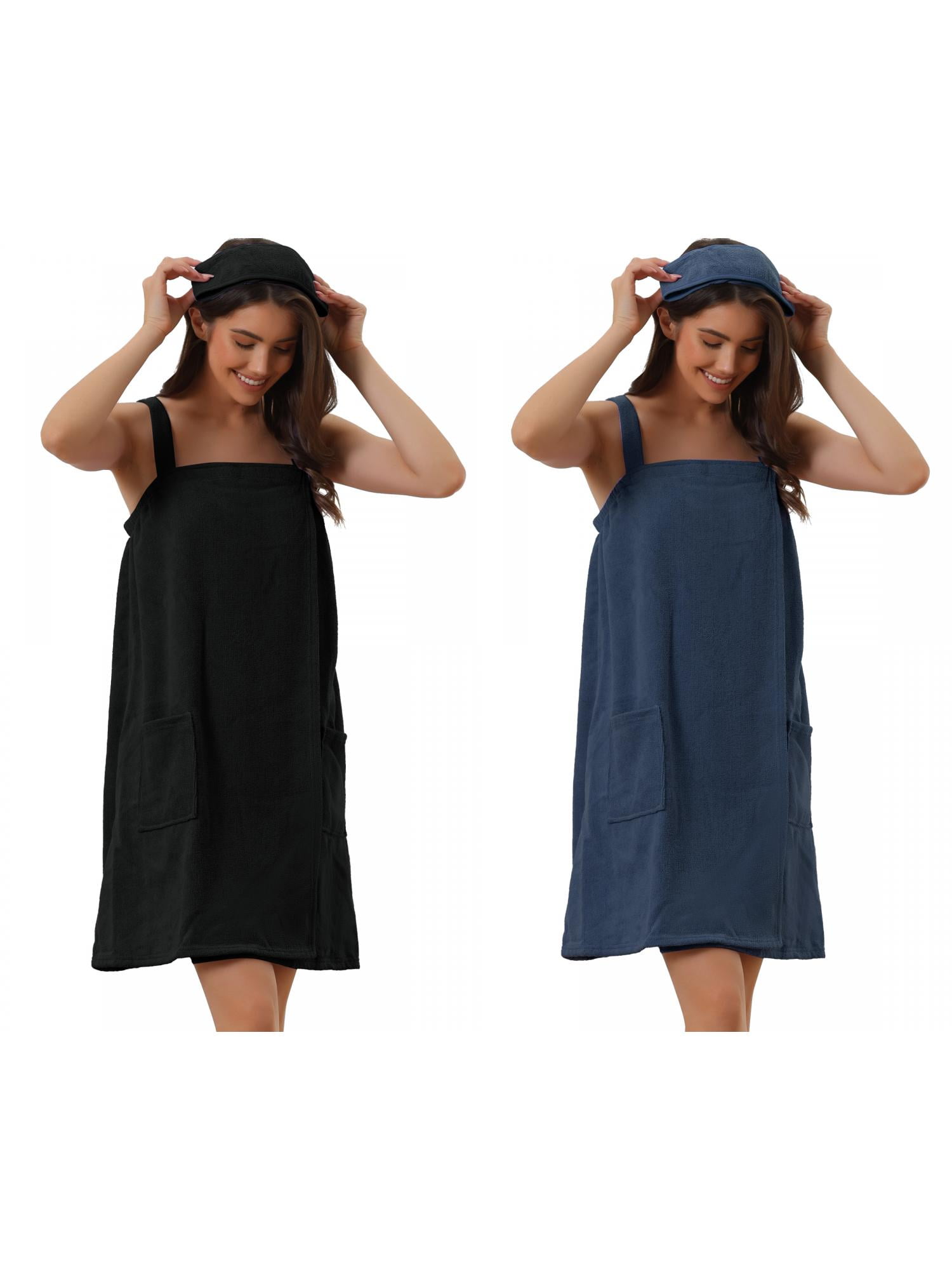 NOMADIC NOOK Women's 2 Pack Terry Wrap Spa Robe for Gym Pool Shower ...