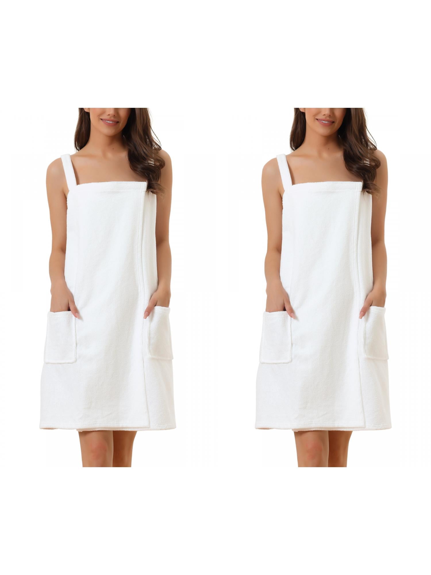 NOMADIC NOOK Women's 2 Pack Terry Wrap Spa Robe for Gym Pool Shower ...