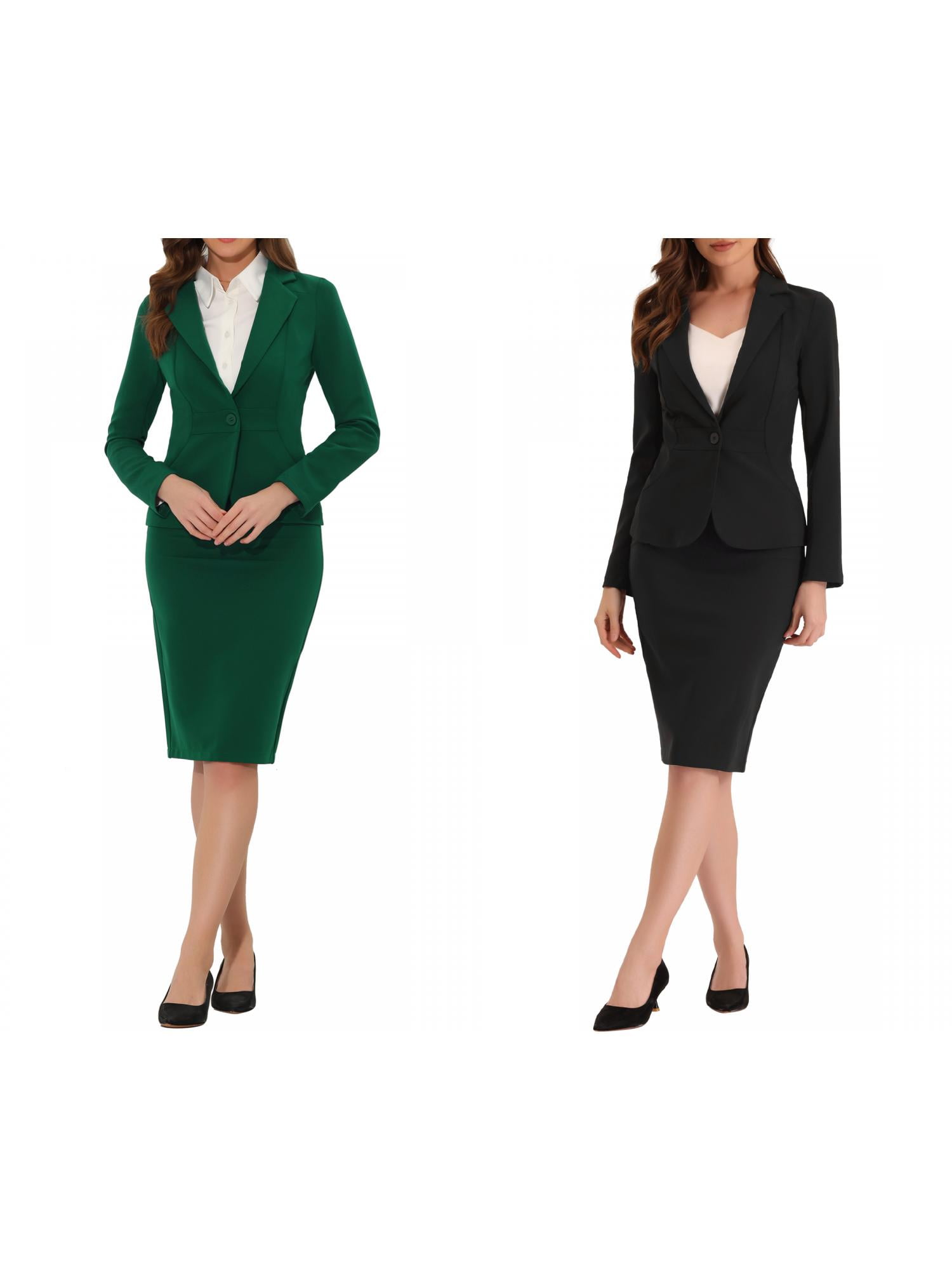 NOMADIC NOOK Women's 2 Packs Suit Skirt Set Business Casual Long Sleeve ...