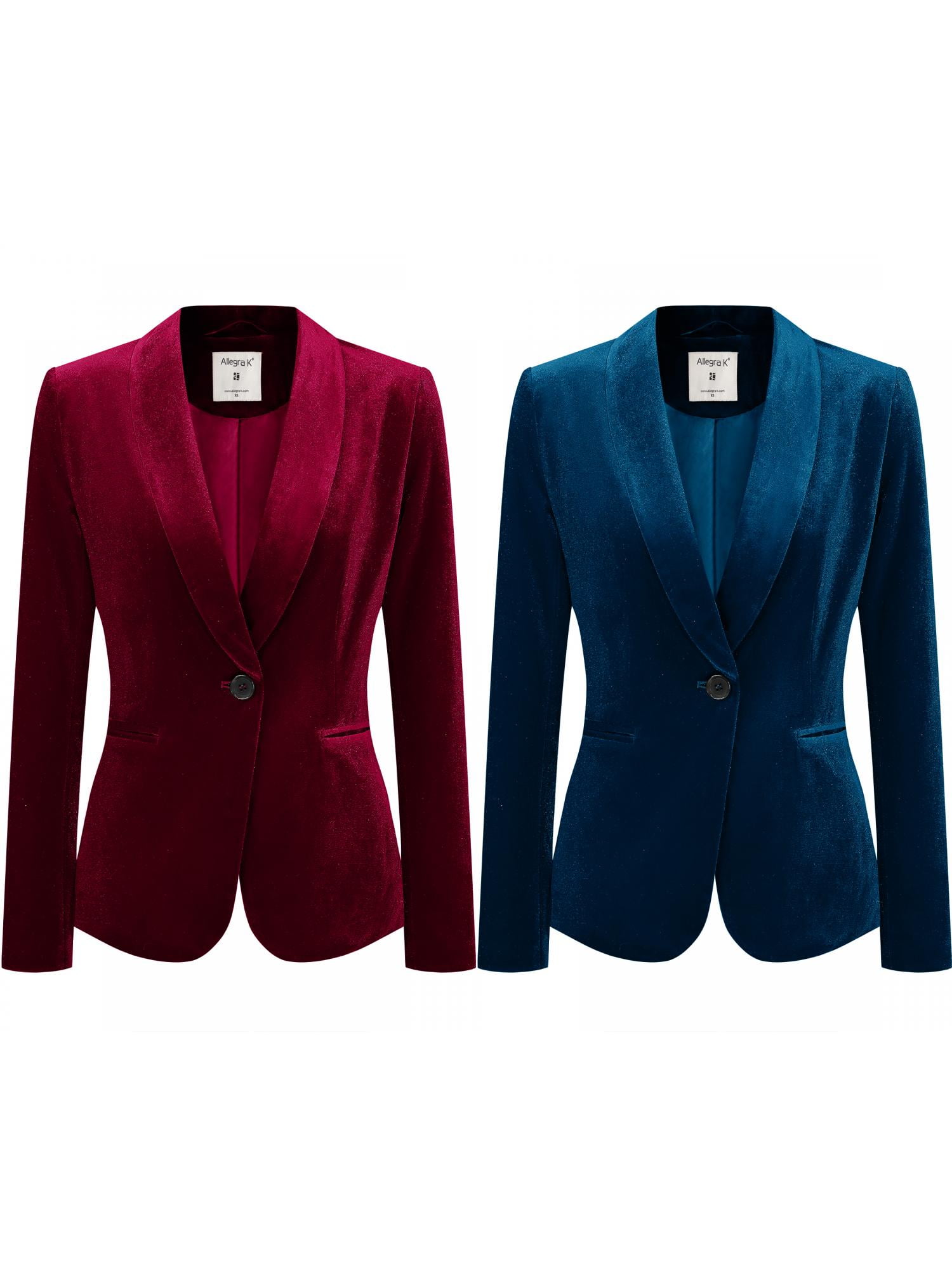 NOMADIC NOOK Women's Office Coat Solid Shawl Collar 1 Button Velvet ...