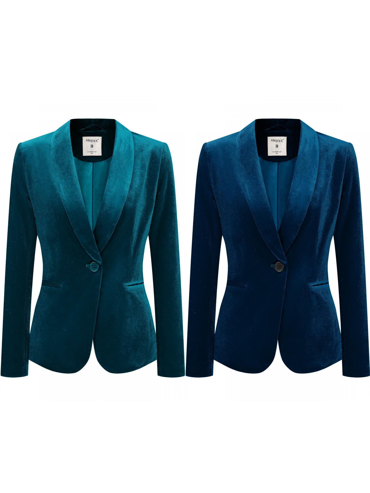 NOMADIC NOOK Women's Office Coat Solid Shawl Collar 1 Button Velvet ...