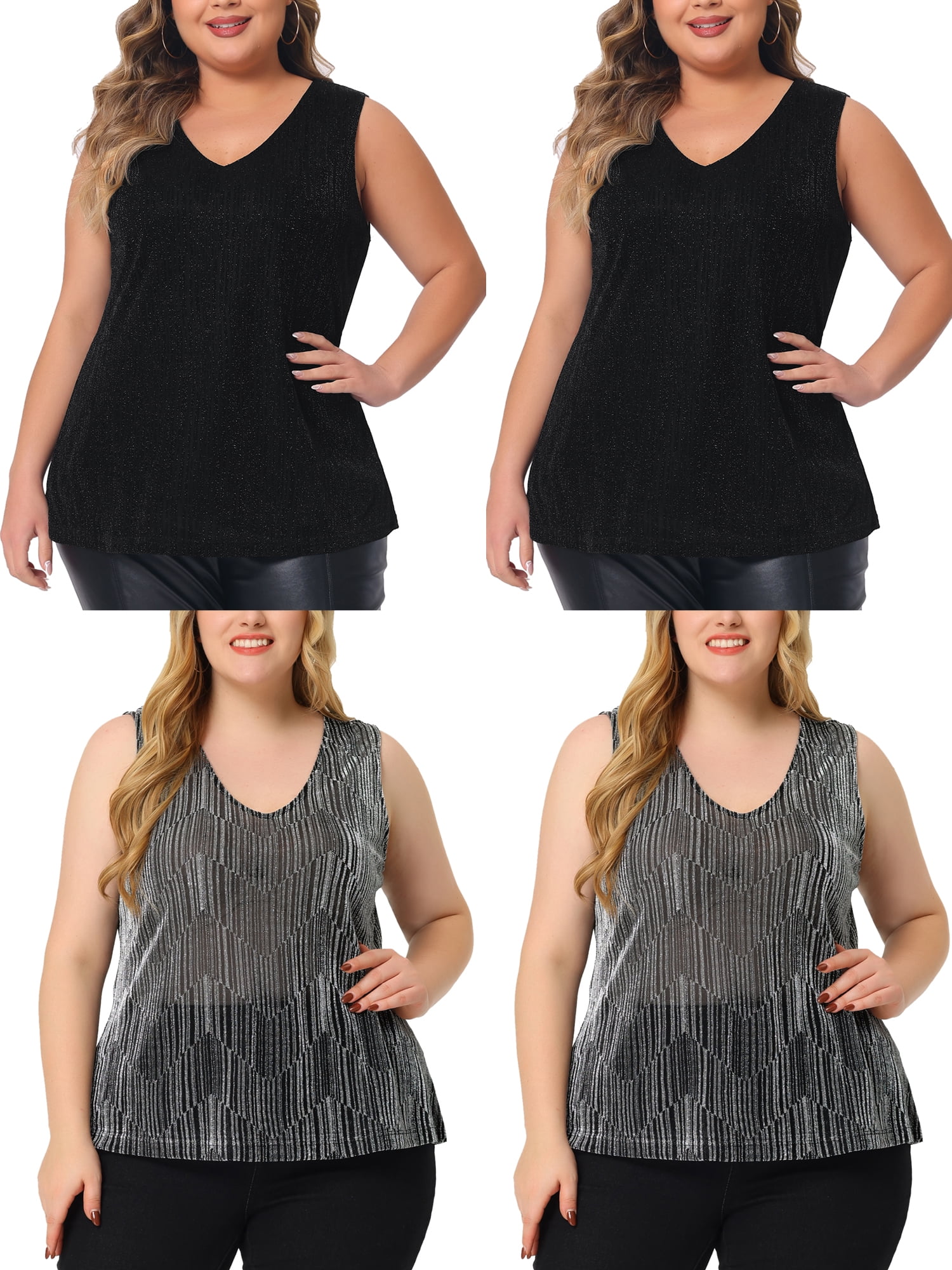 NOMADIC NOOK Women's Plus Size Halloween Packs Sleeveless Glitter ...