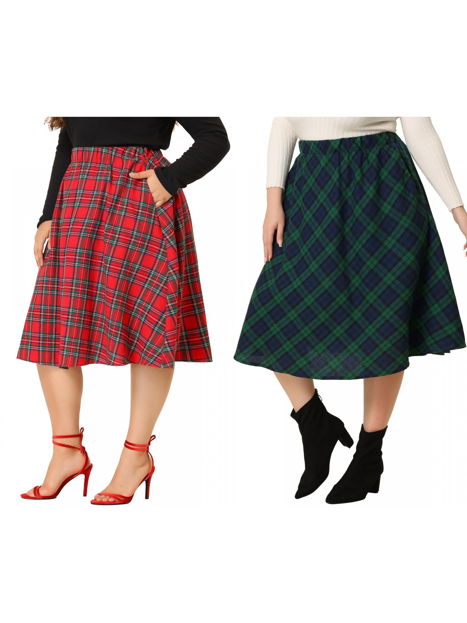 NOMADIC NOOK Women's Plus Size Vintage Skirt A Line Knee Length Casual ...
