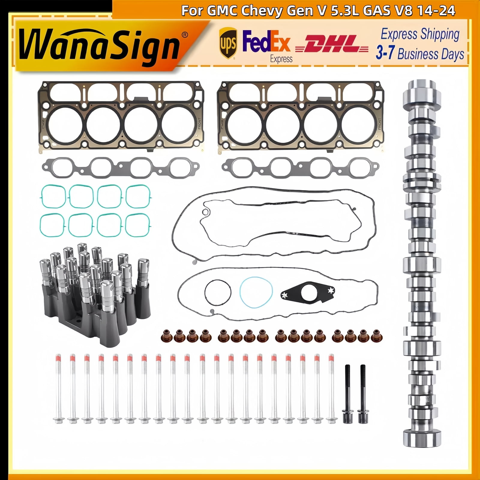 NON AFM Camshaft Lifter Engine Rebuild Kit For 2014-2024 GMC Sierra ...