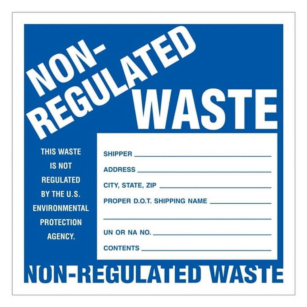 NON-REGULATED WASTE 6" x 6" Industrial Labels, Vinyl - Pack of 100 ...