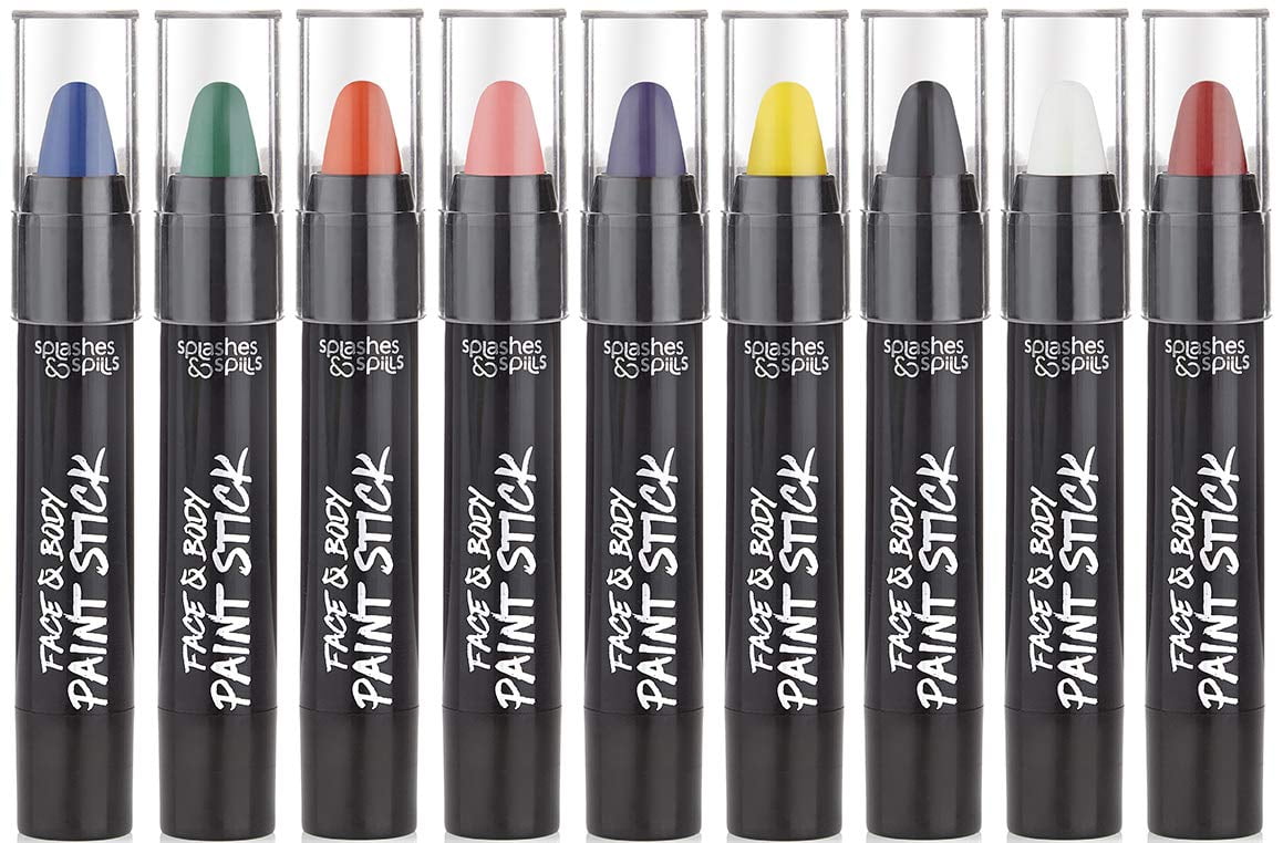 NON-UV Face and Body Paint Sticks - 9 Color Pack - Costume, Halloween ...