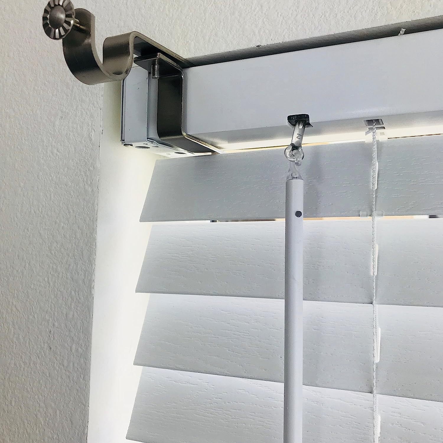 Hetayc NONO Bracket XL, Inside Mounted Faux Wood Blinds Curtain Rod ...