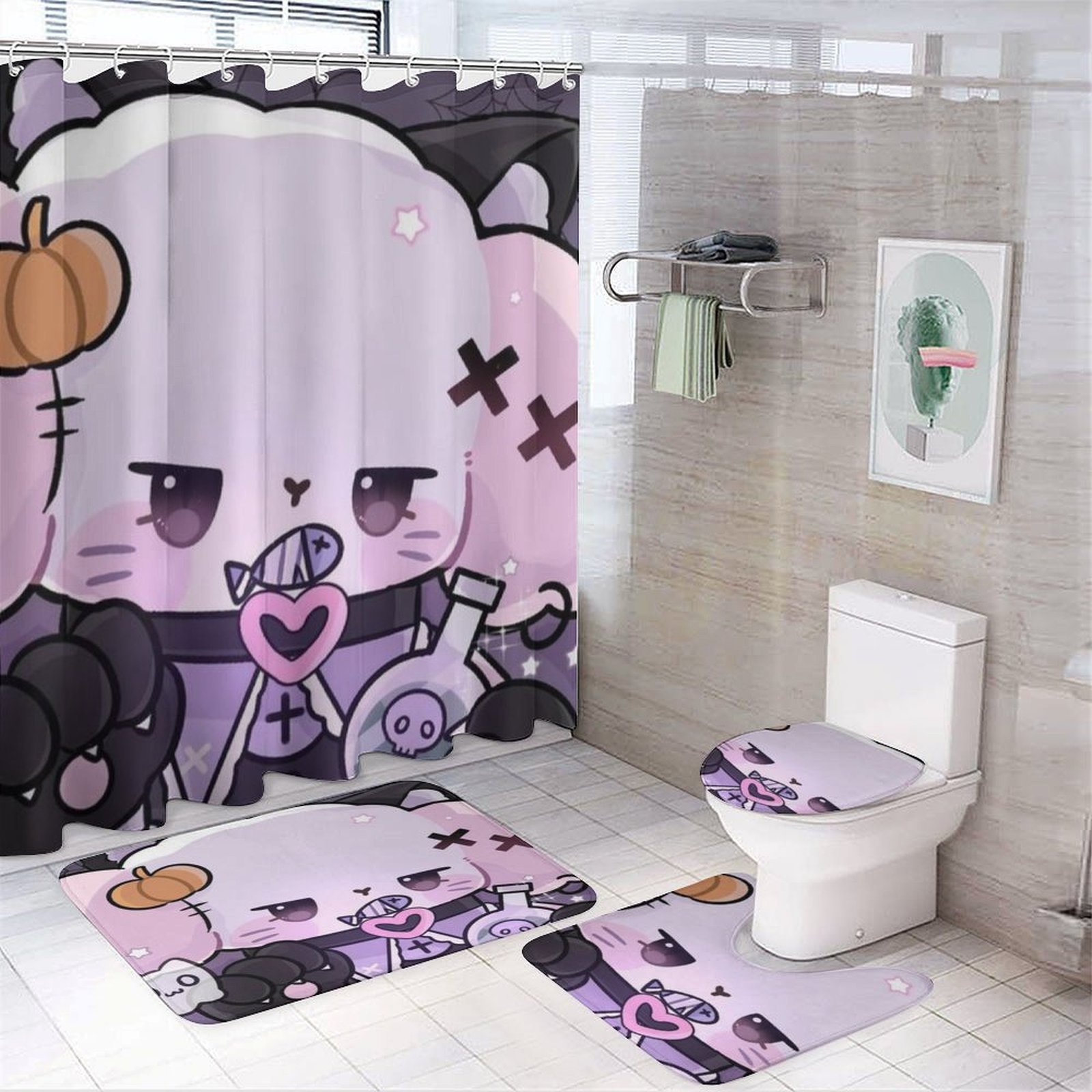 NONOMO-CHI Shower Curtain Sets Cartoon Anime for Boys Grils Gift NONOMO ...