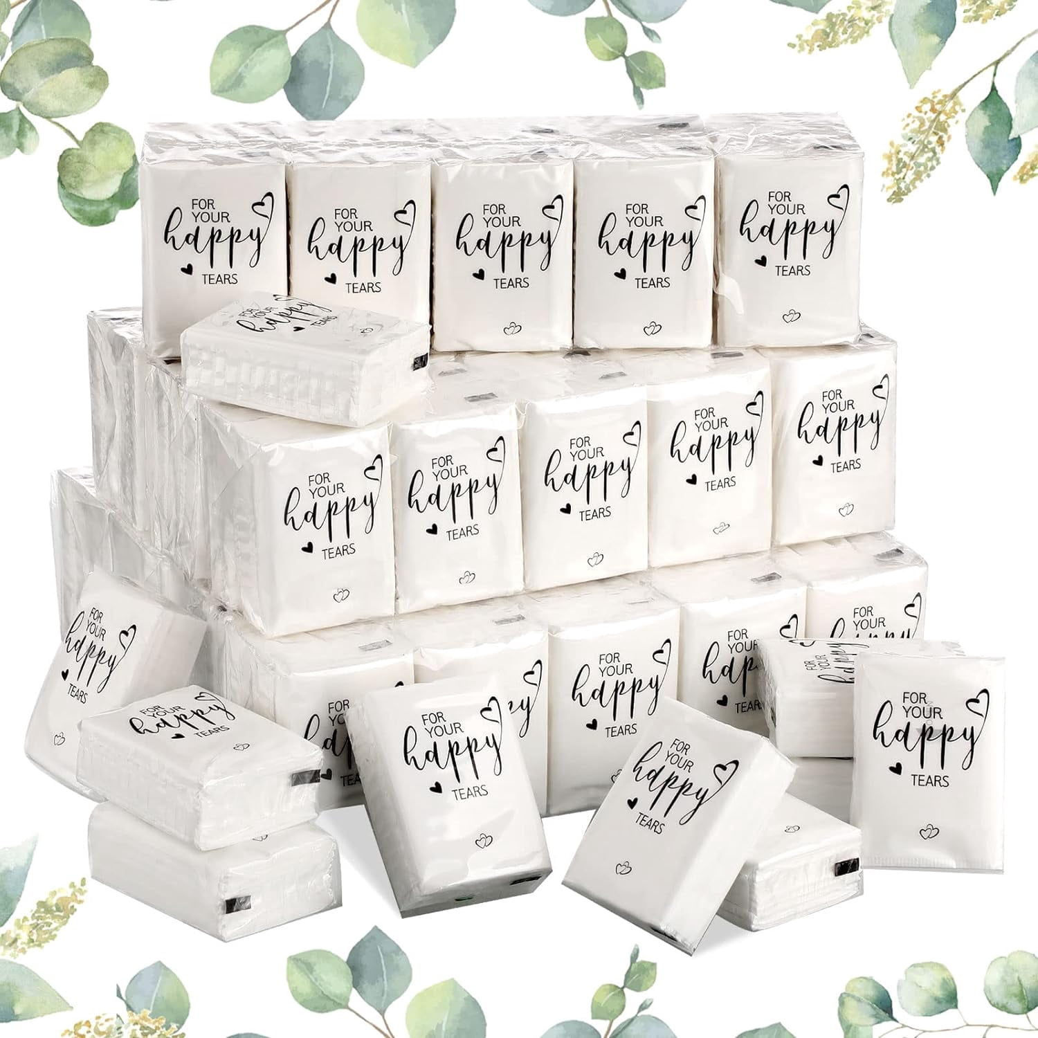 NOO 100 Pack Happy Tears Tissues for Wedding Bulk 3 Ply for Your Happy ...