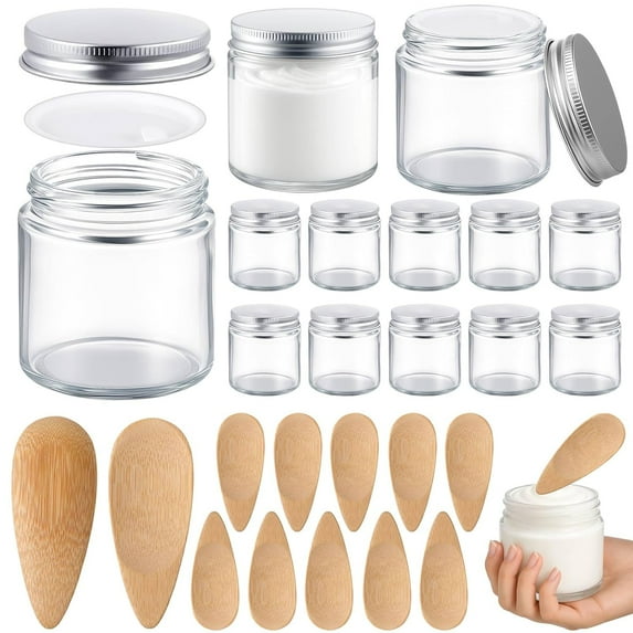 NOO 12 Pack 4 oz Deodorant Cream Glass Jars - Leakproof Clear Cosmetic ...