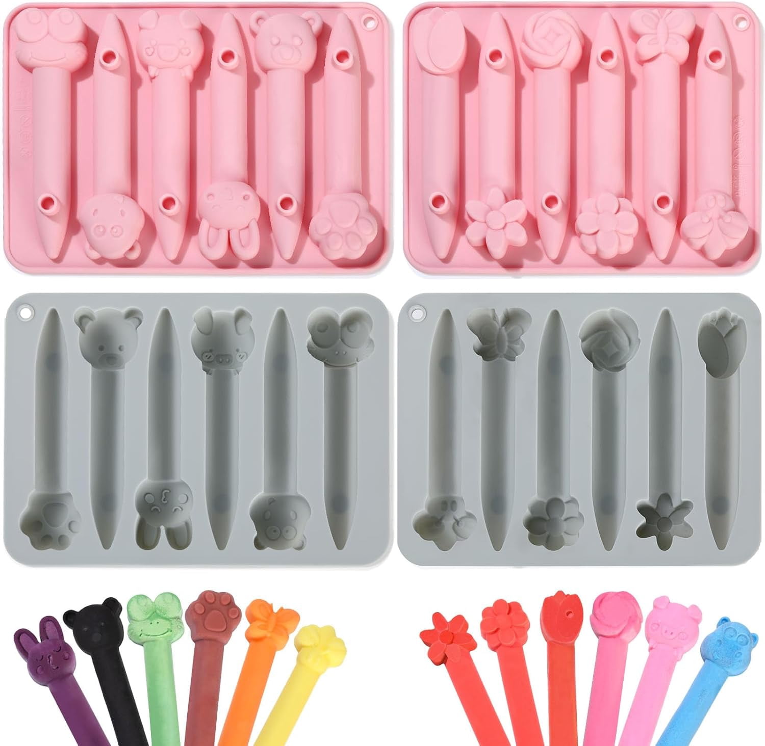 NOO 4 Pack Crayon Mold Crayon Recycling Molds Assorted 3D Silicone Oven ...
