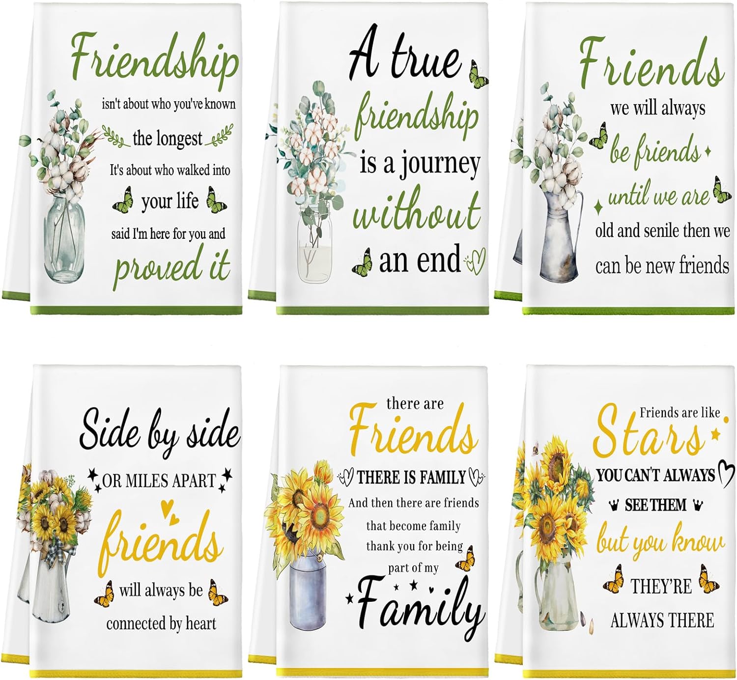 NOO 6 Pcs Friend Dish Towels Christian Friendship Kitchen Hand Towels ...