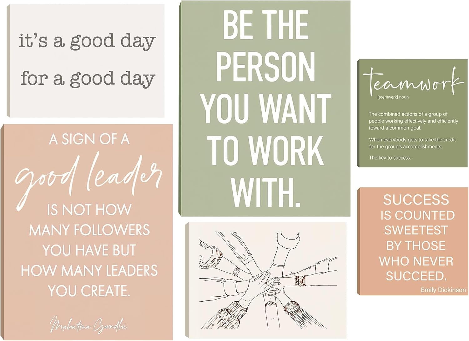 NOO Office Inspirational Wall Art Set of 6, Teamwork Motivational Wall ...