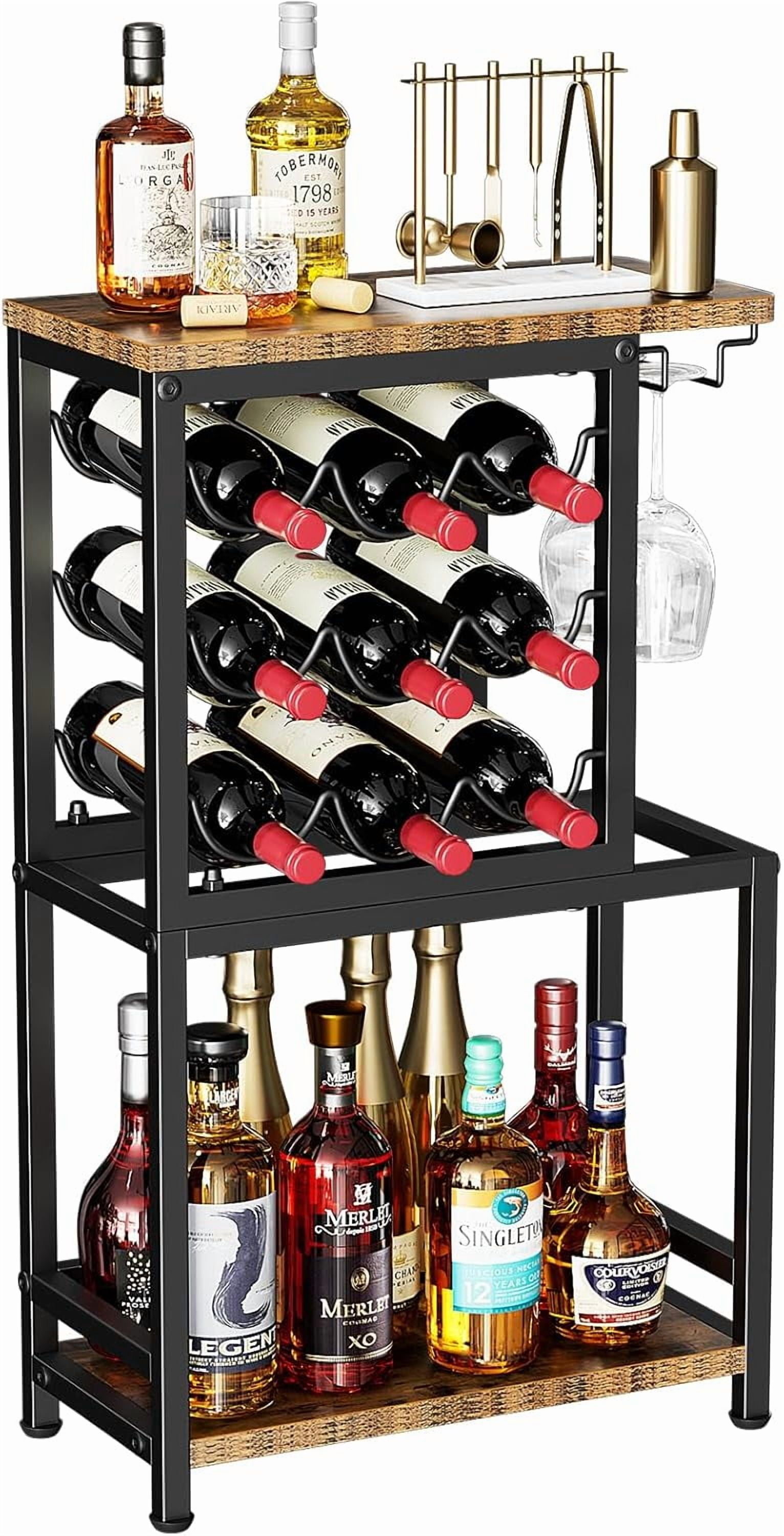 NOO Wine Rack Freestanding Floor, 3 Tier Wine Rack Tabletop with ...
