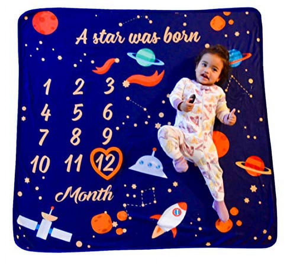 NOOL BABY PRODUCTS Baby Monthly Milestone Blanket w/Heart Frame, White Ribbon, Bonus Gift Card ...