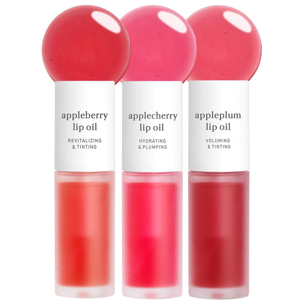 NOONI Vegan Appleseed Lip Oil Set - Appleberry & Applecherry & Appleplum | Long-Lasting ...