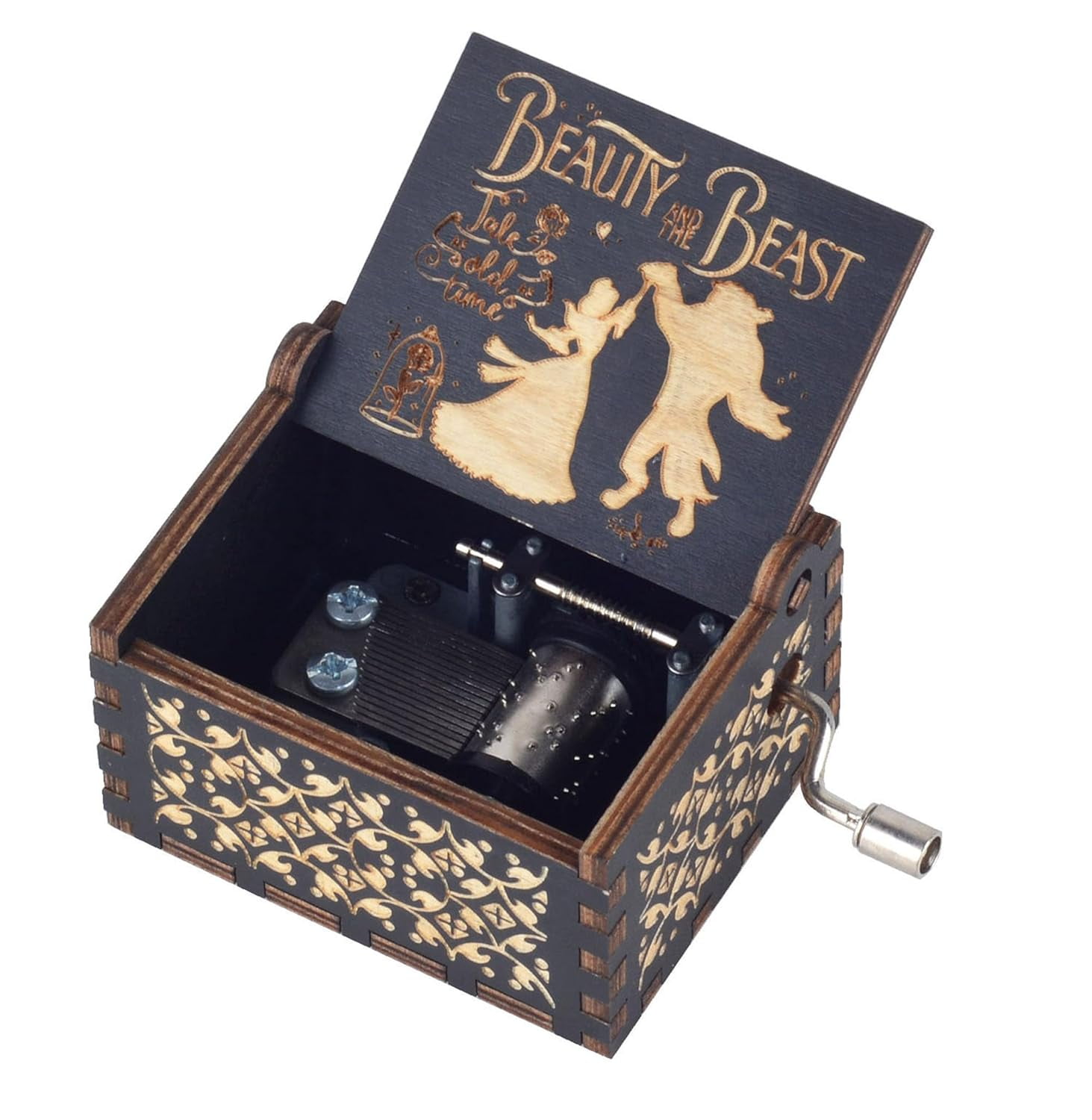 NOOOO Beauty Music Box Beast, 18 Note Mechanism Antique Carved Wooden ...