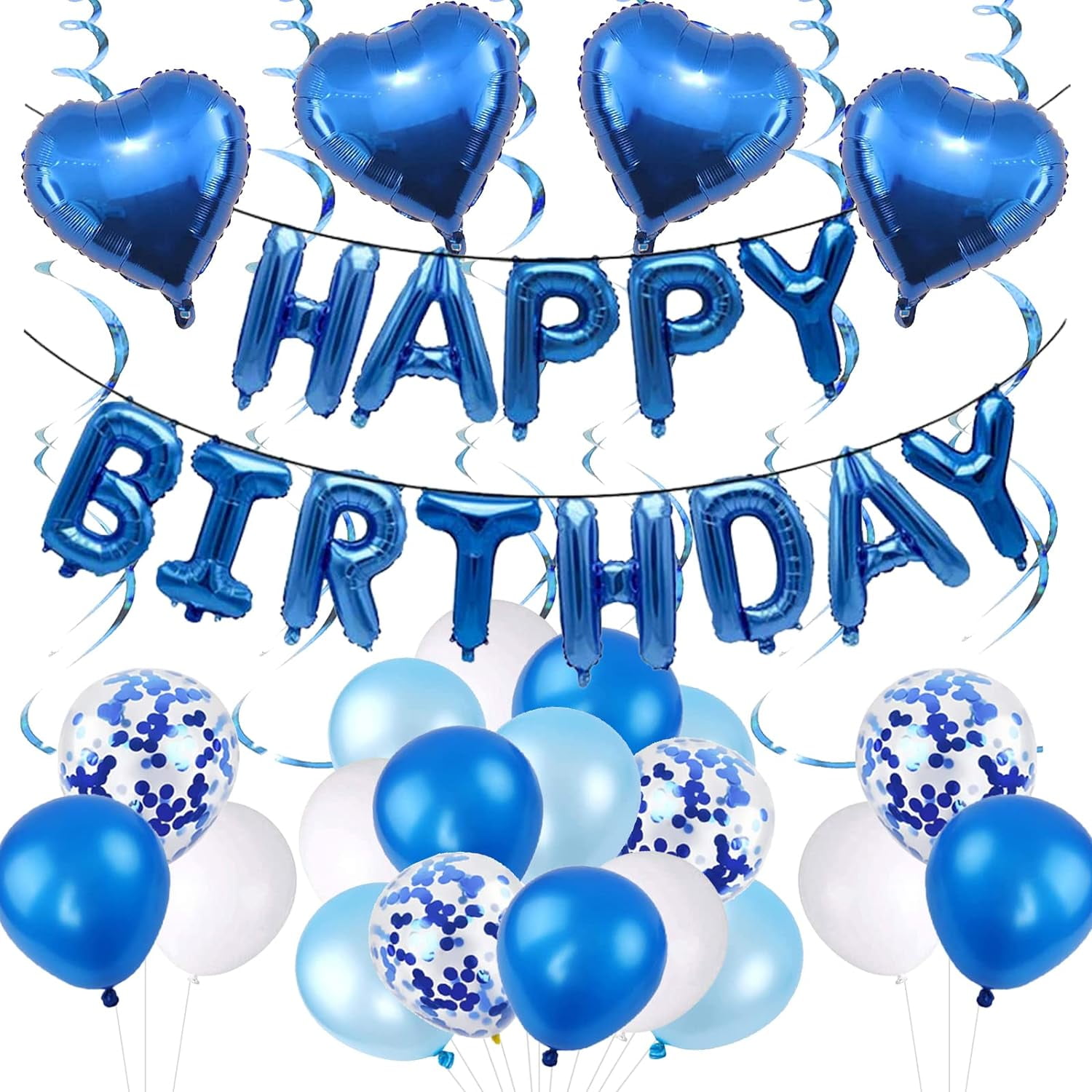 NOOOO Blue Birthday Decorations, Happy Birthday Balloon Banner ...