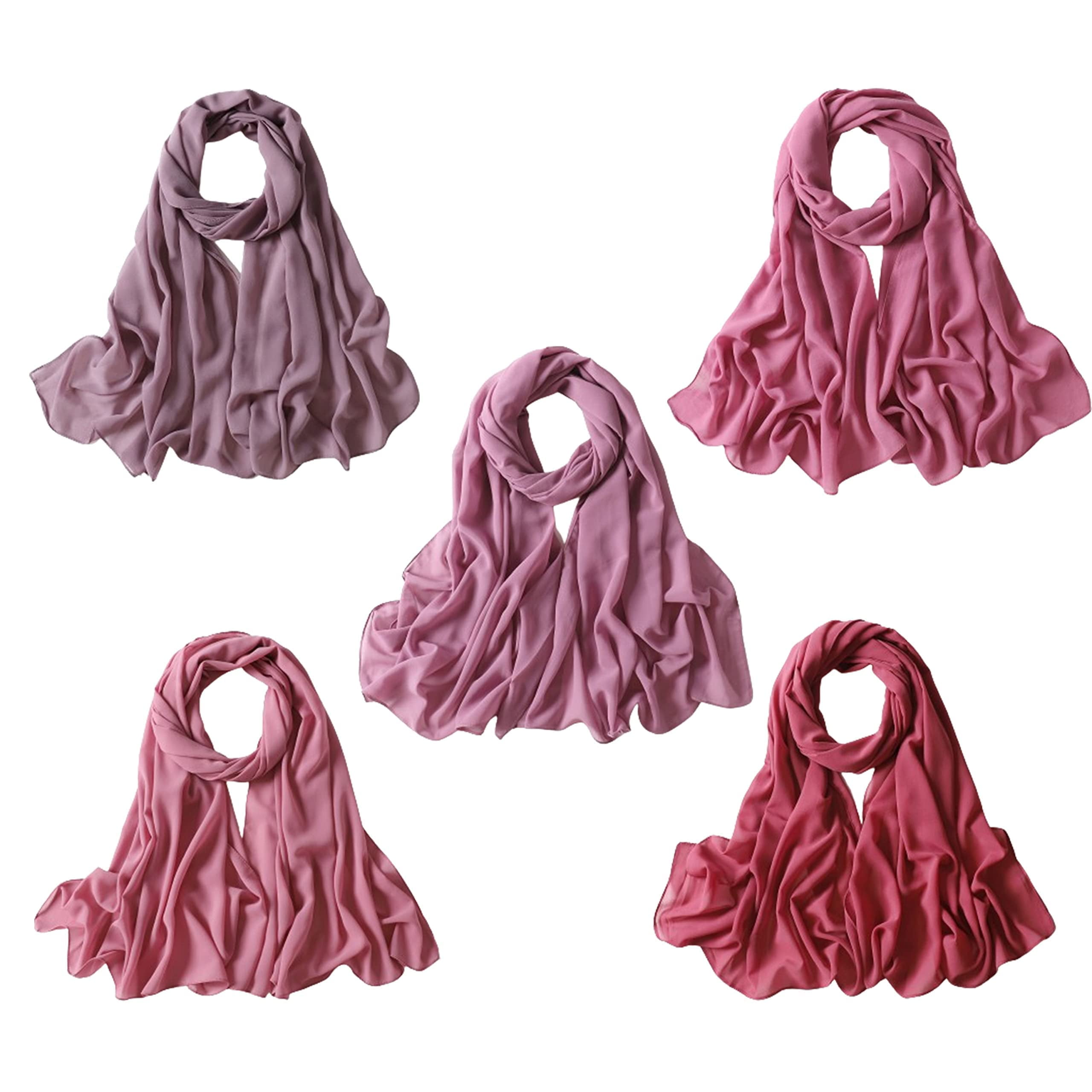 NOOR 5 pcs Hijab Scarfs for Women - Chiffon Hijab, Soft and Lightweight ...