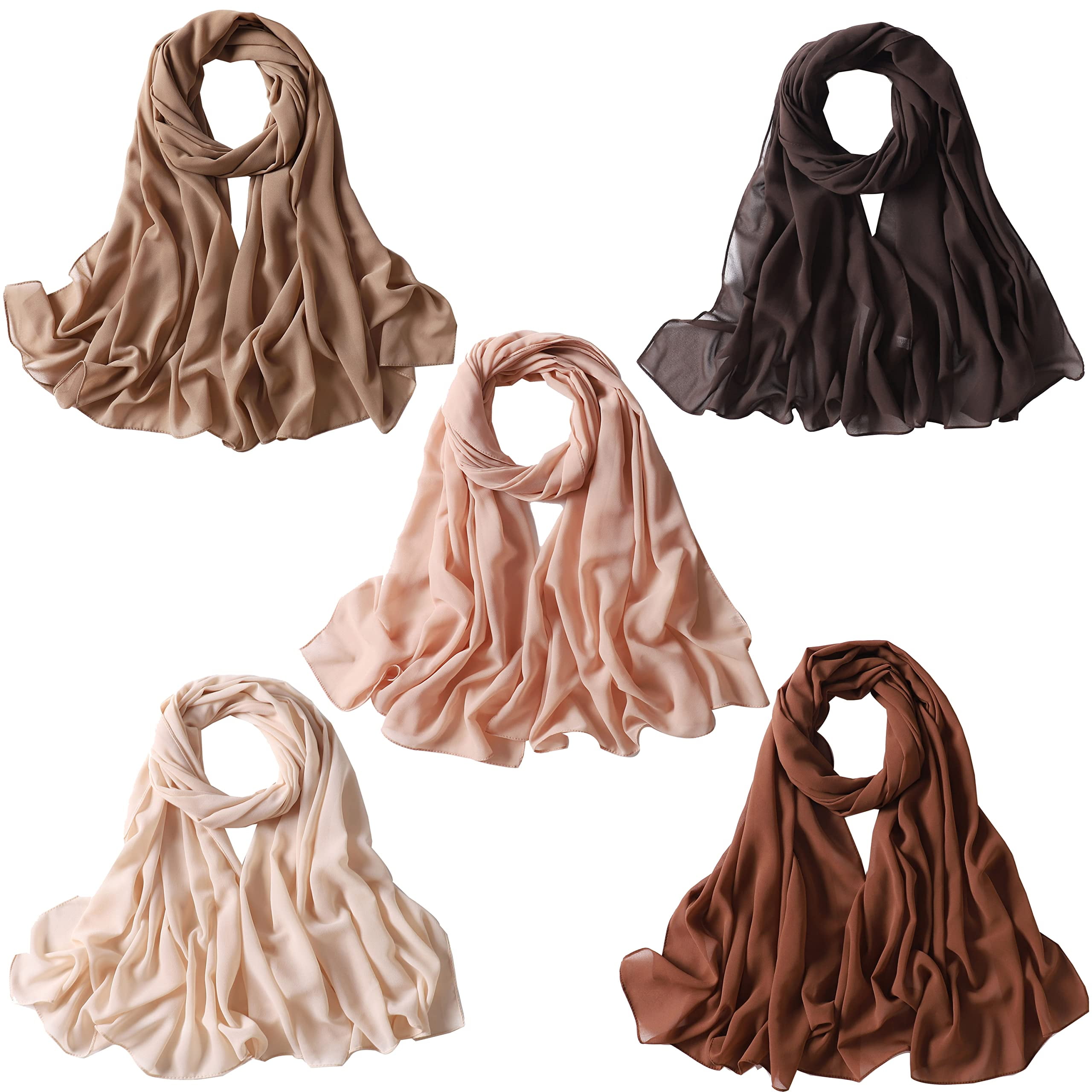 NOOR 5 pcs Hijab Scarfs for Women - Chiffon Hijab, Soft and Lightweight ...