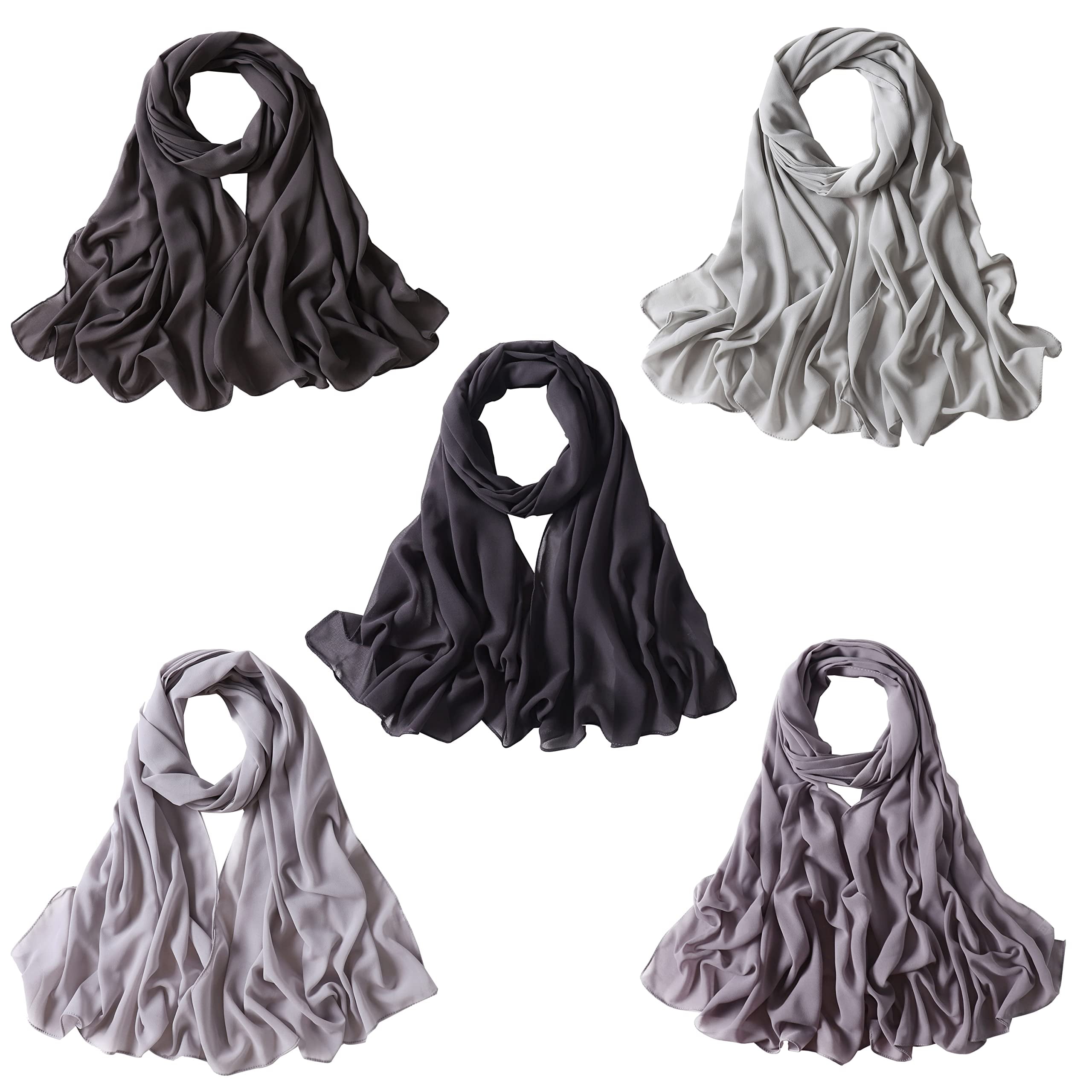 NOOR 5 pcs Hijab Scarfs for Women - Chiffon Hijab, Soft and Lightweight ...