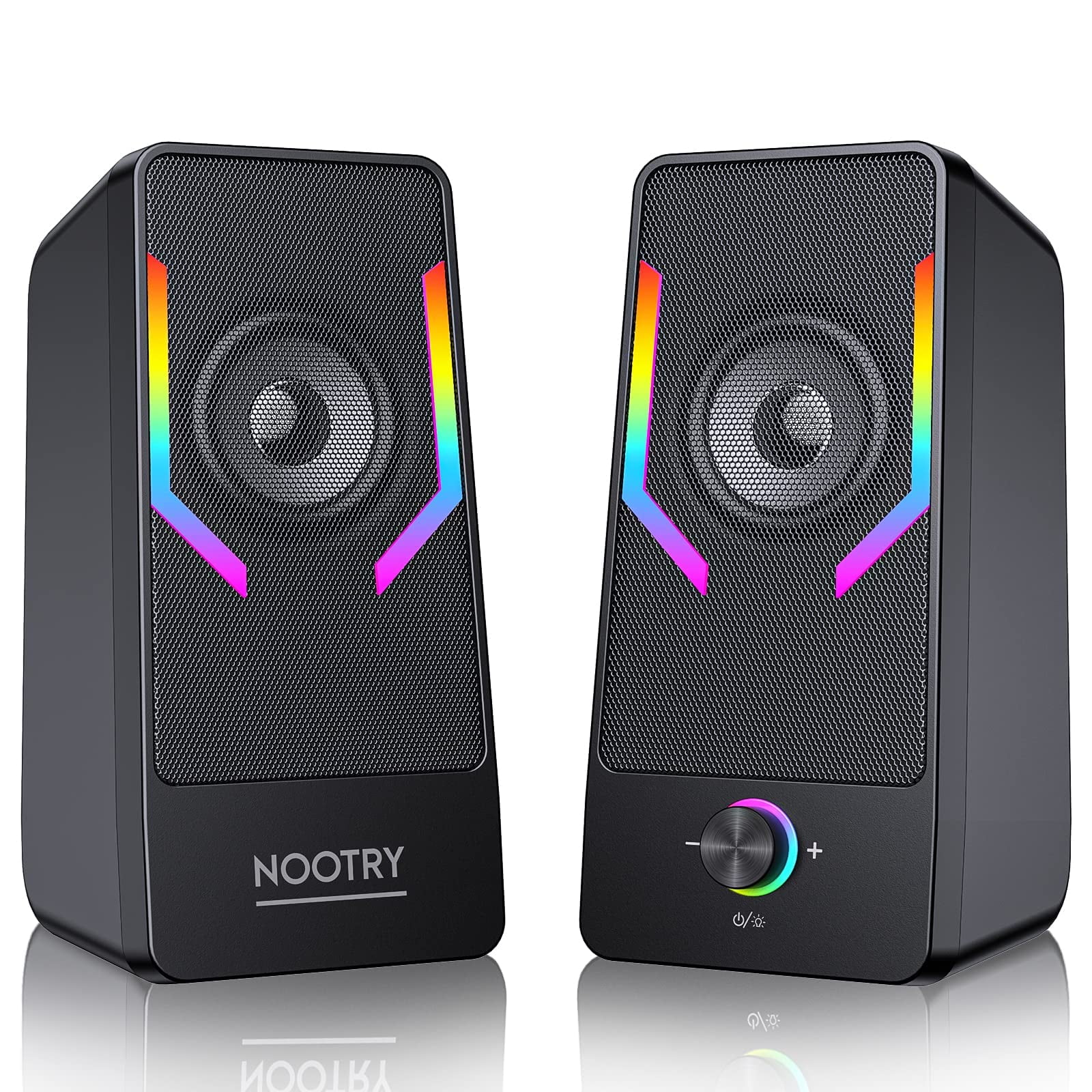 NOOTRY Computer Speakers, Gaming Desktop Speakers with 7Color Backlit, 10W USB Powered Volume ...