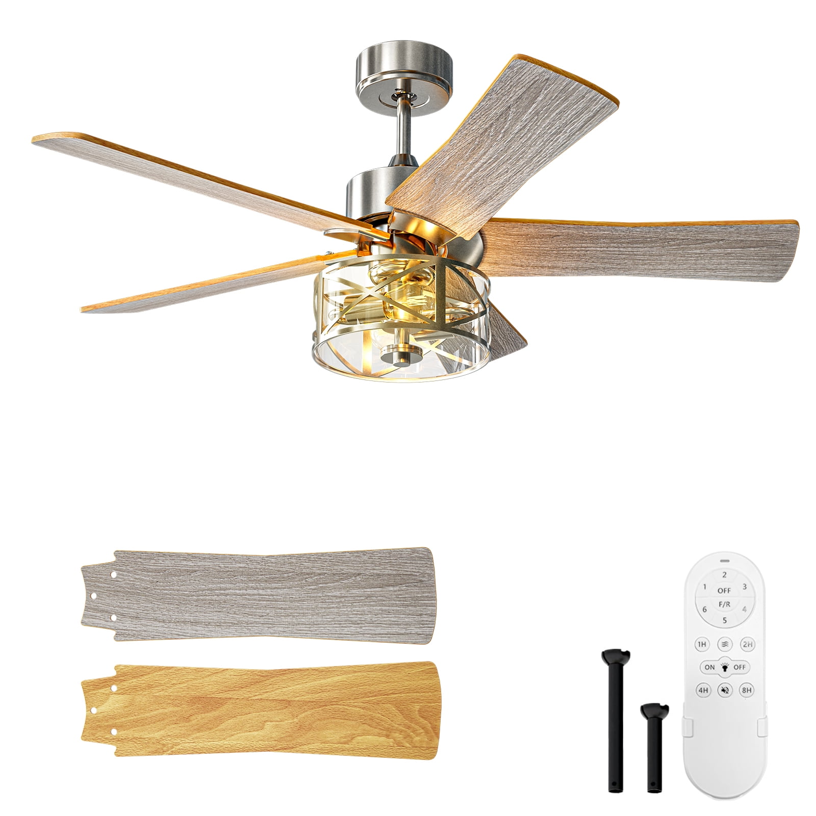 NOPAARD 48 Inch Ceiling Fans with Lights with Remote Control, Farmhouse ...