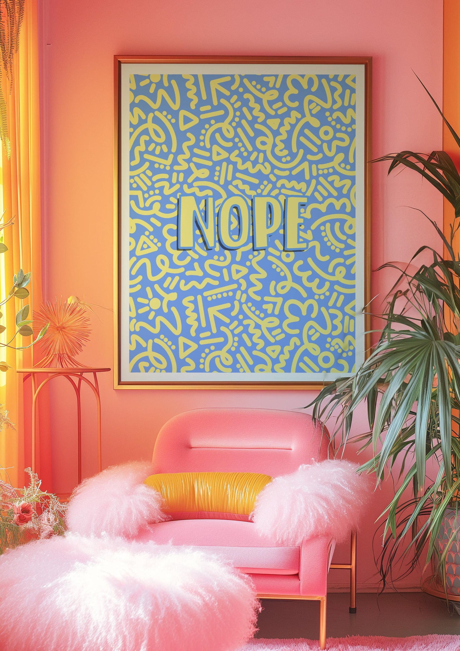 NOPE Word Art Poster, Bold Typography with Abstract Pattern Background ...