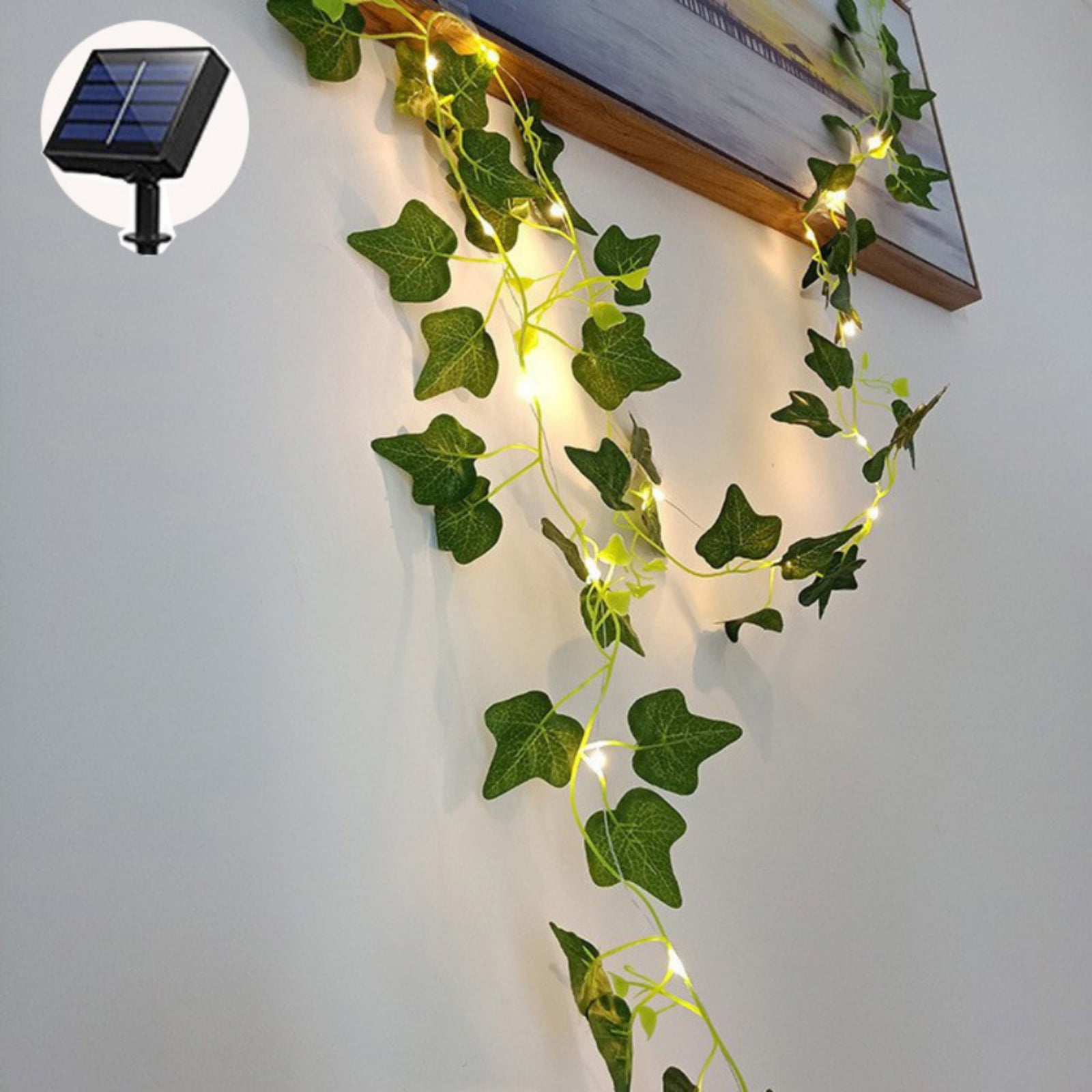 NORBI Solar Artificial Plants String Lights Faux Leaves Greenery ...