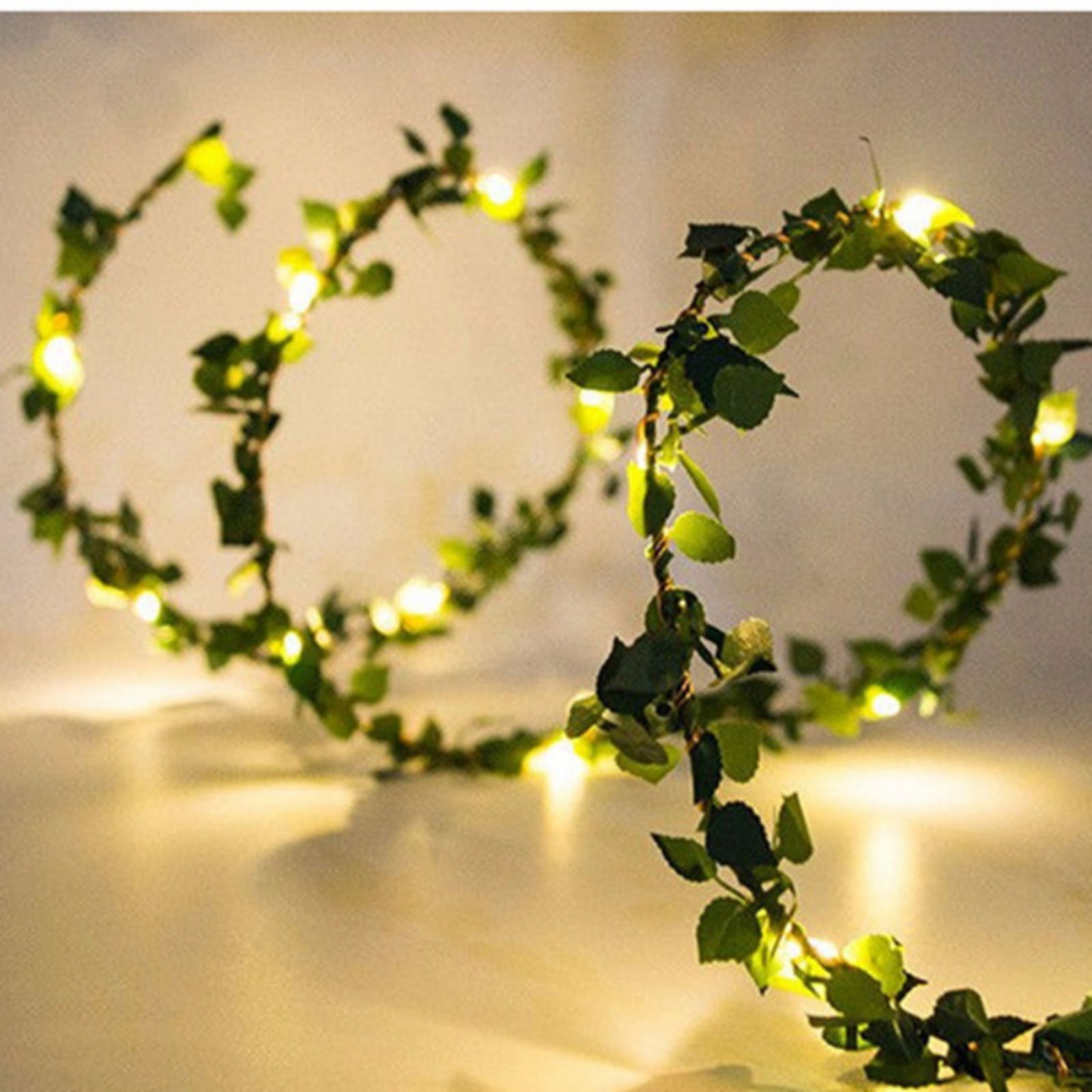 NORBI Solar Artificial Plants String Lights Faux Leaves Greenery ...