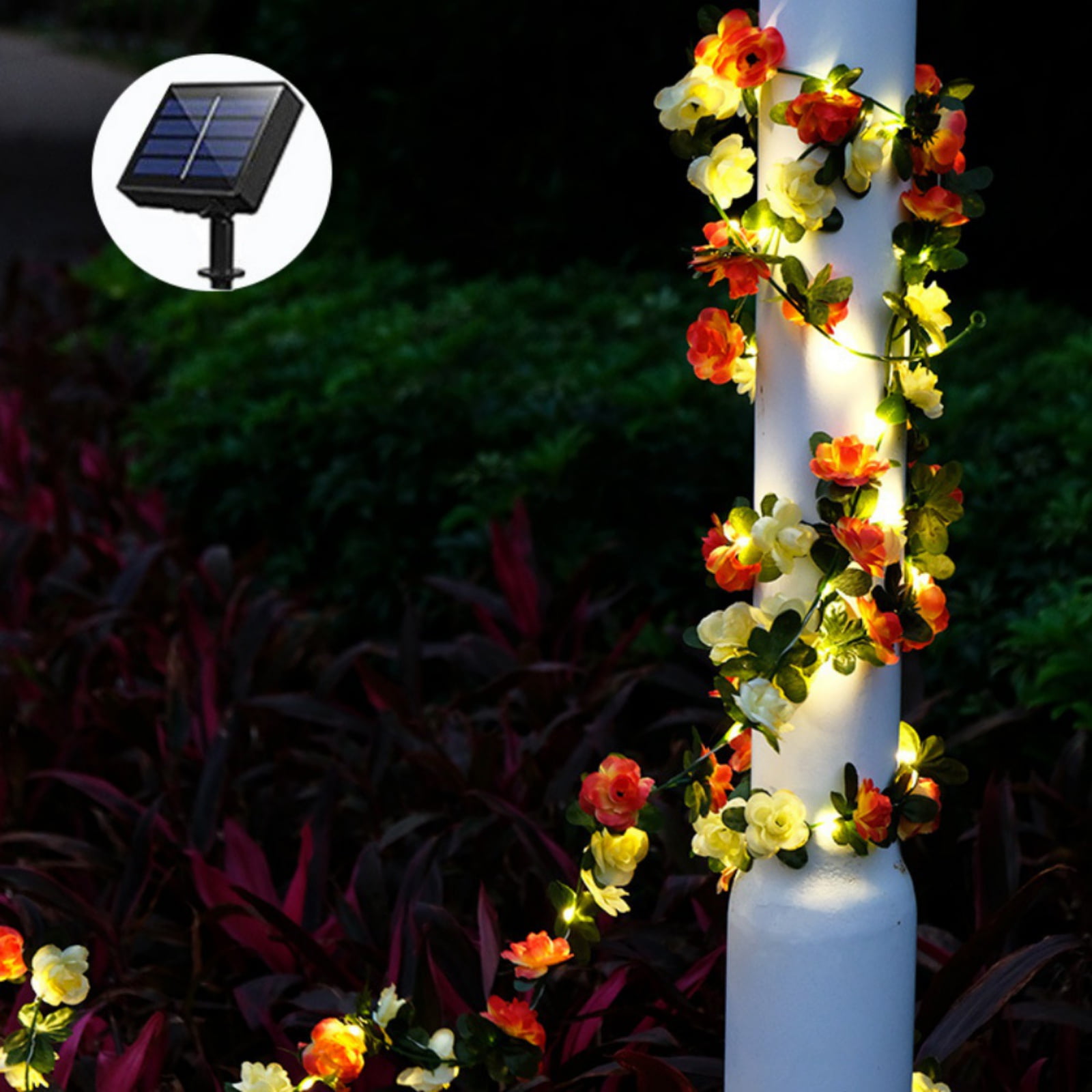 NORBI Solar Artificial Plants String Lights Faux Leaves Greenery ...