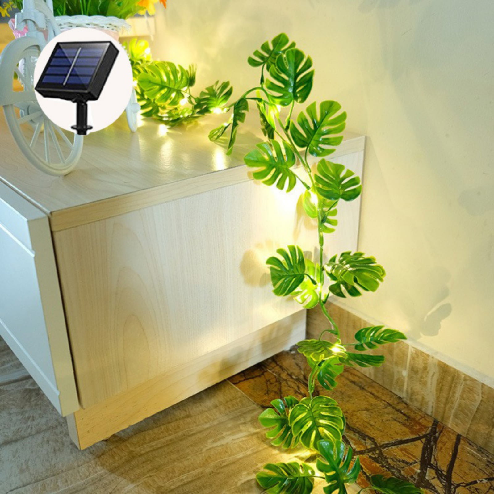 NORBI Solar Artificial Plants String Lights Faux Leaves Greenery ...