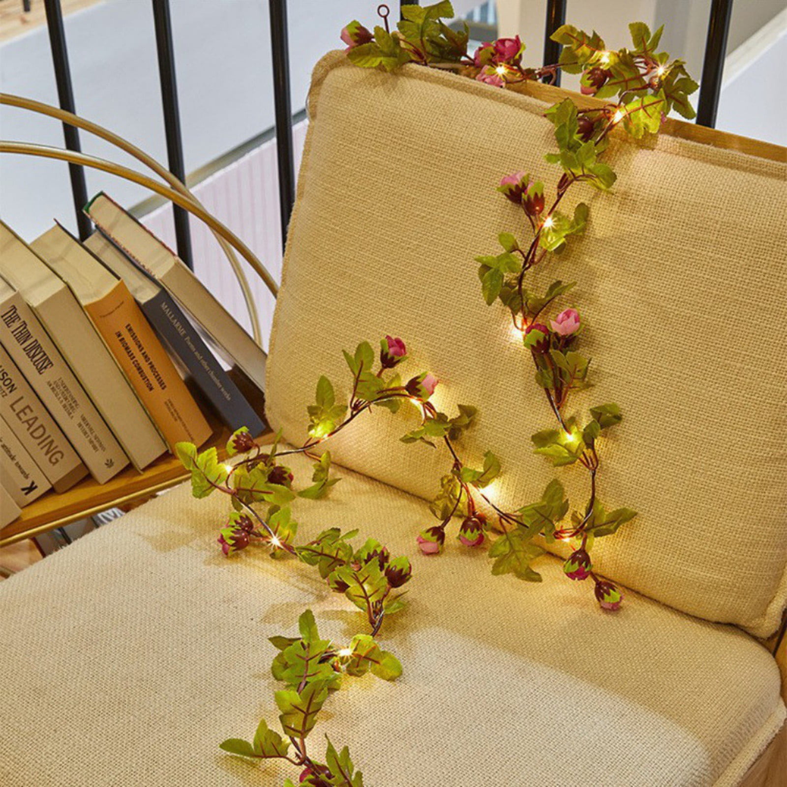 NORBI Solar Artificial Plants String Lights Faux Leaves Greenery ...