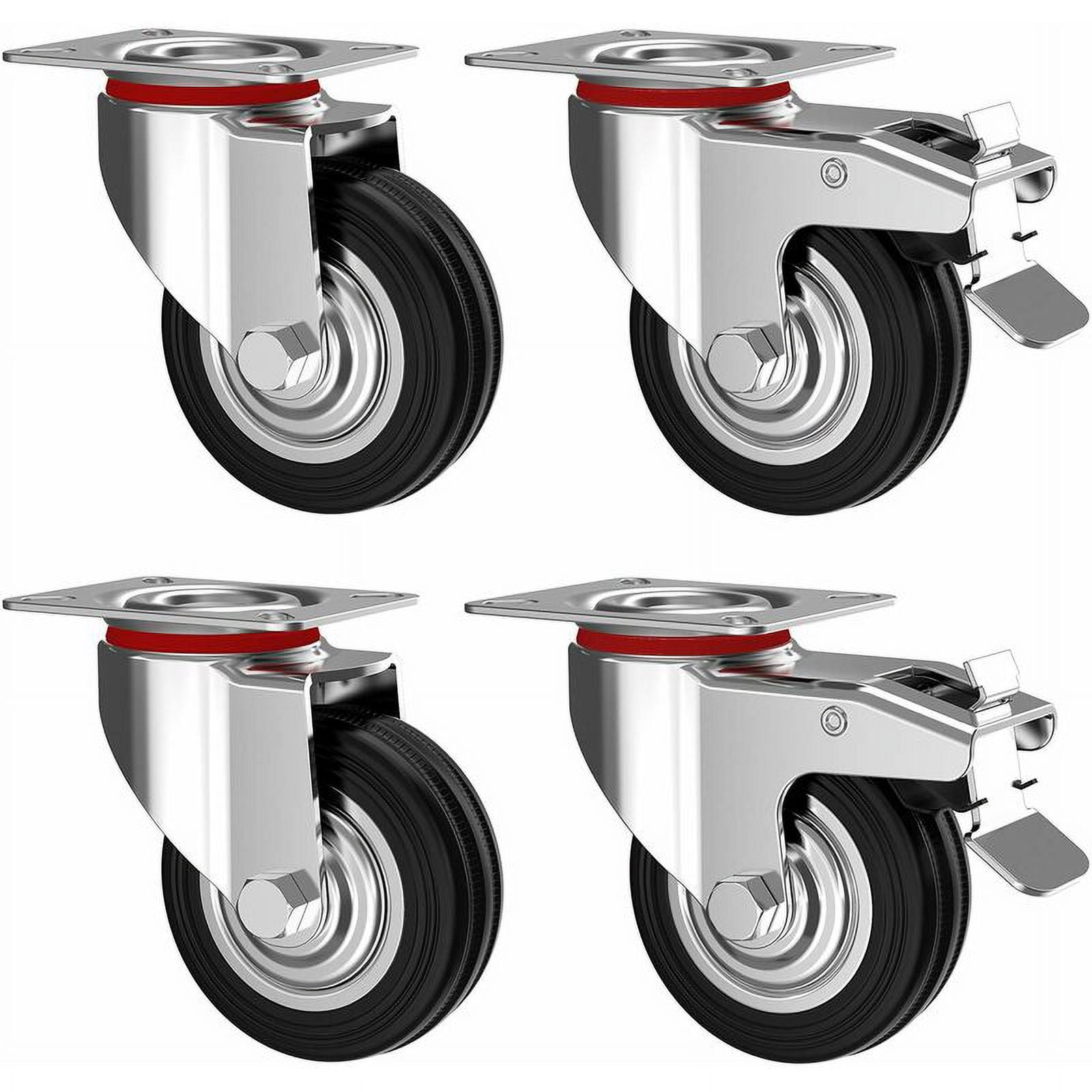 NORCKS Set of 4 Heavy Duty Castor Wheels 100 mm - Swivel casters with ...
