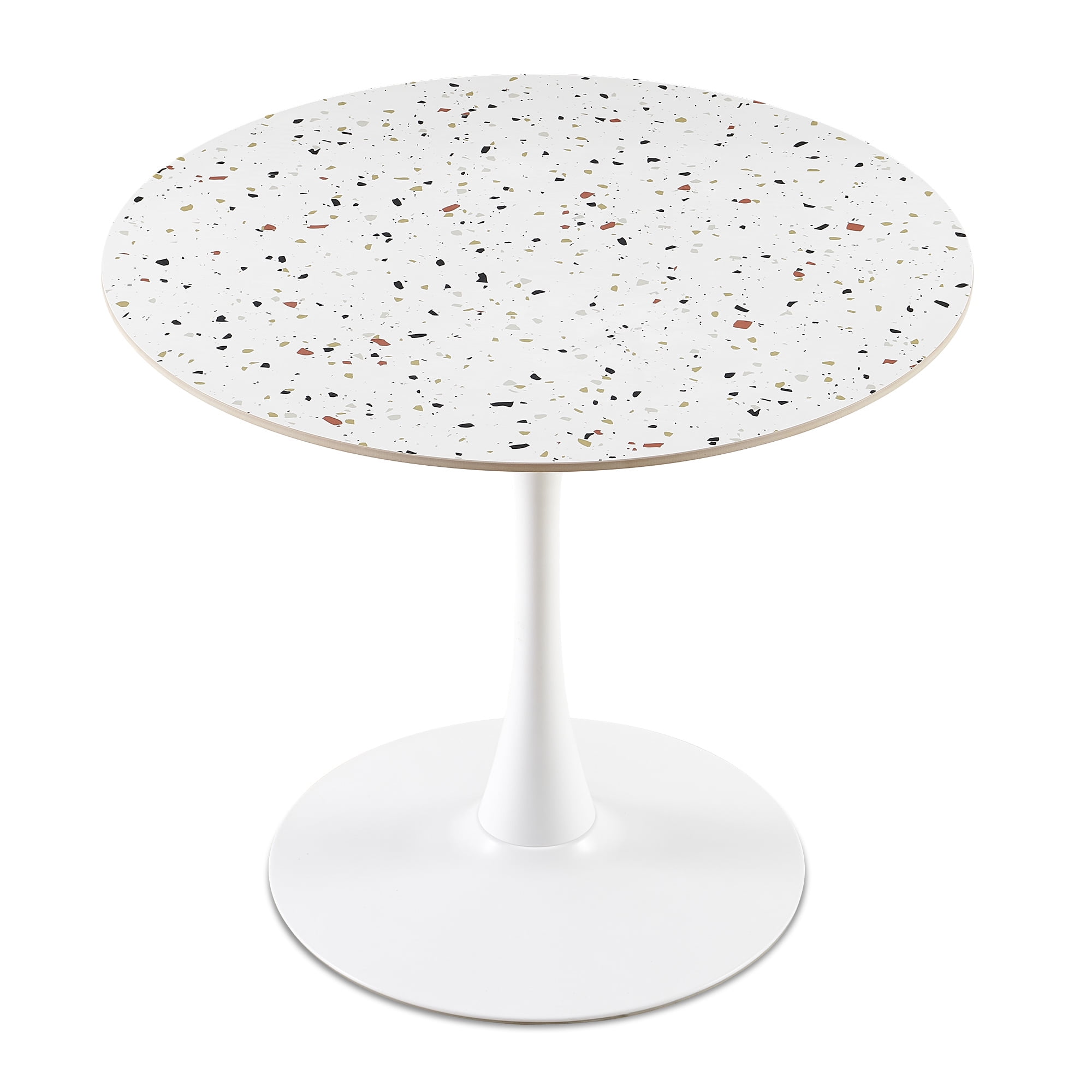 NORDICANA 35 Inch Dining Room Table for 4, Faux Marble White Round ...