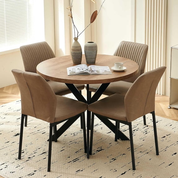 NORDICANA 37" Round Dining Table Set for 4, Mid Century Modern Small ...