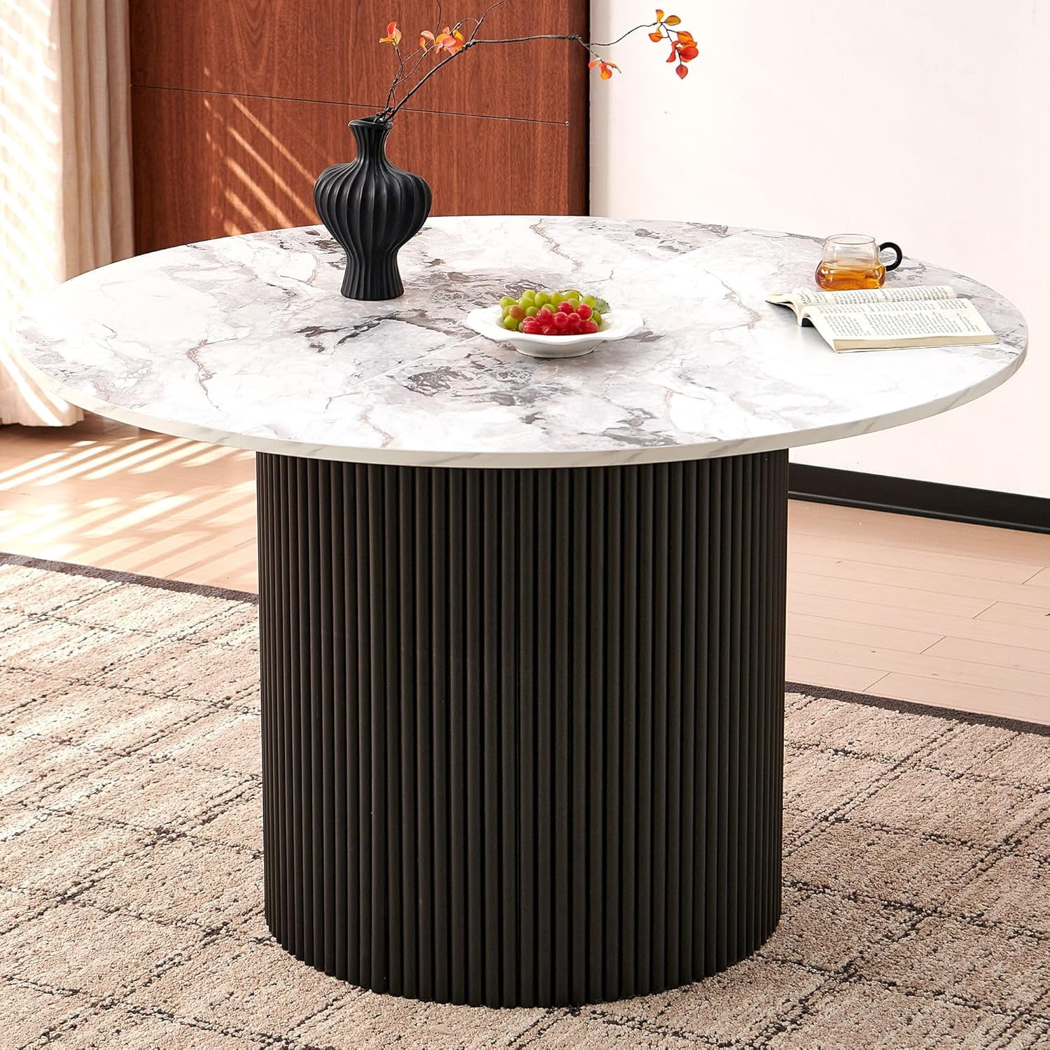 NORDICANA 47 Inch Round Dining Table, Modern Kitchen Dinner Table for 4 ...