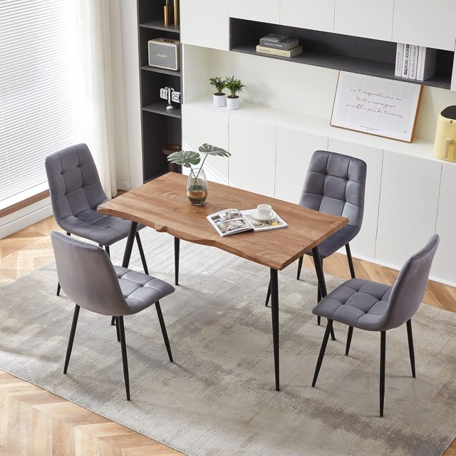 NORDICANA 5-Piece Dining Table Set,47 in Modern Irregular Rectangle ...