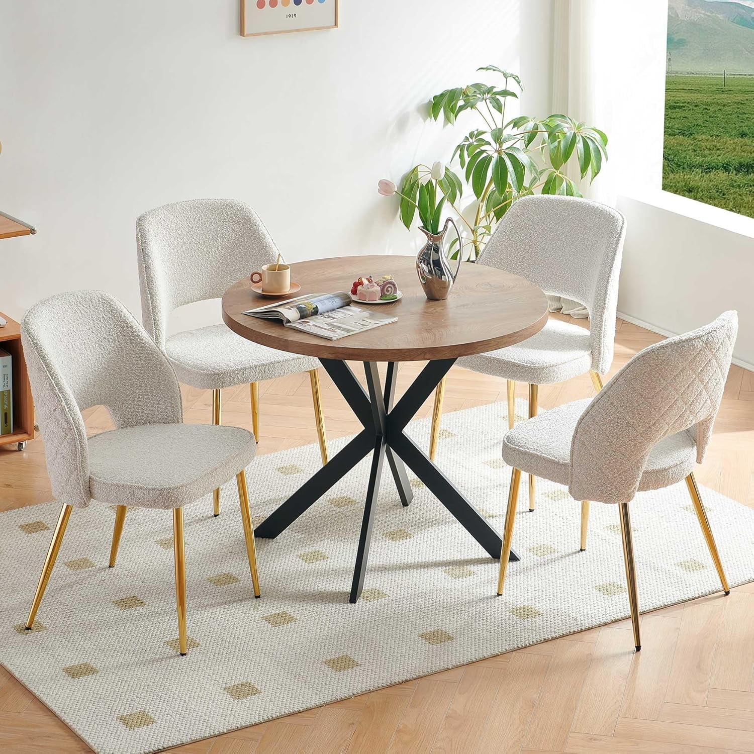 NORDICANA 5-Pieces 37-Inch Dining Table Set for 4 - Space Saving Round ...
