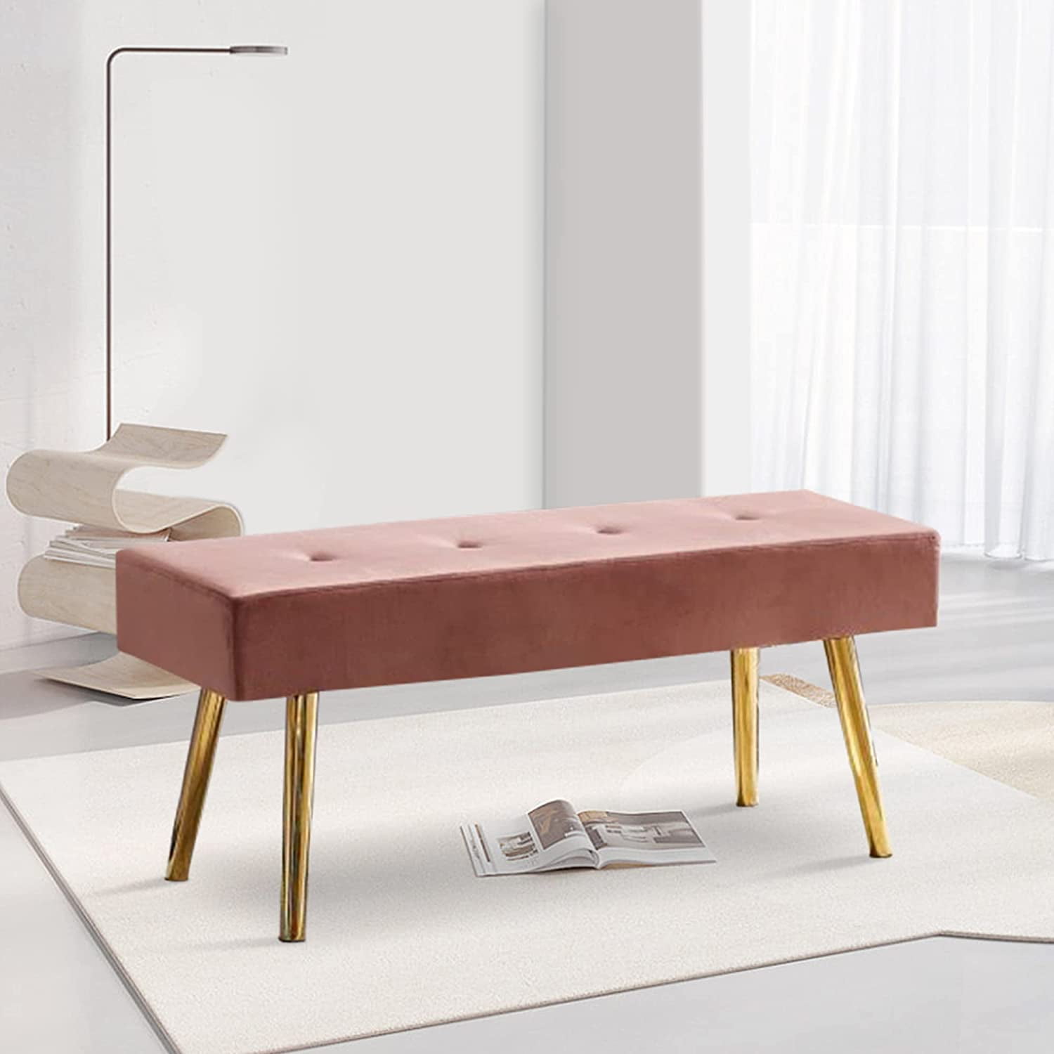 NORDICANA Bedroom Bench End of Bed Modern Velvet Vanity Bench ...