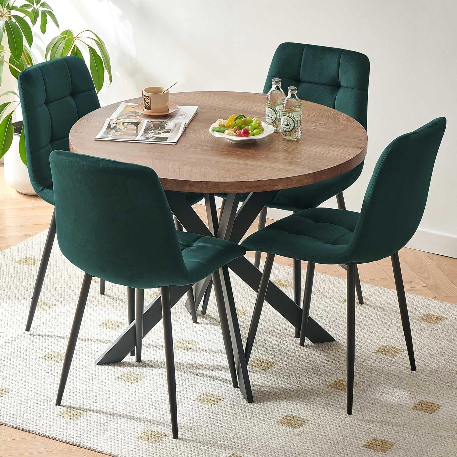 NORDICANA Round Kitchen Table and Chairs Set for 4, 37