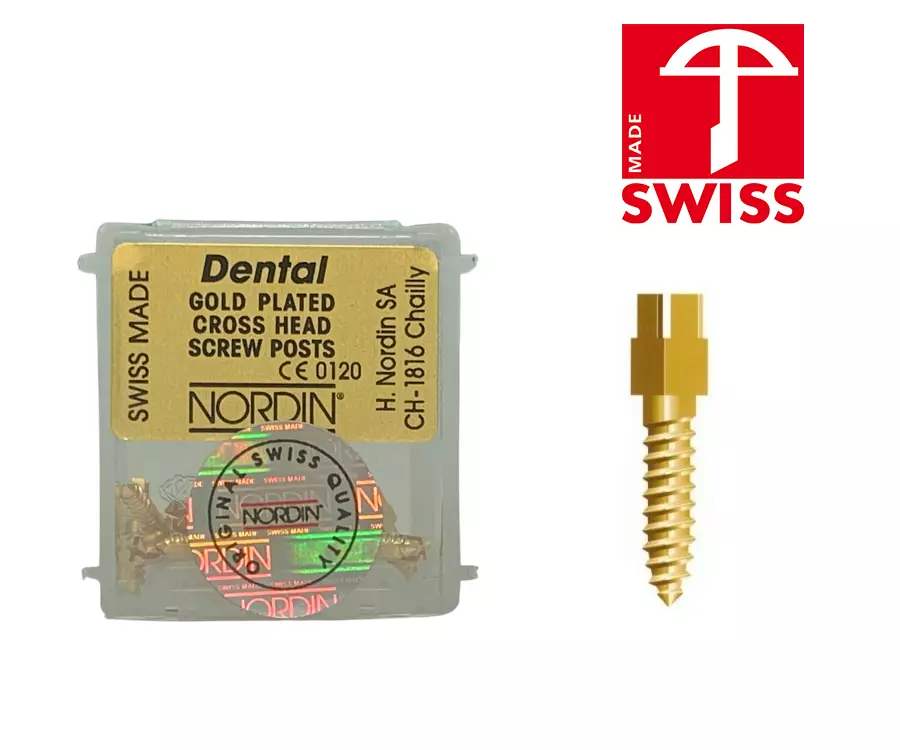 NORDIN Dental Gold-Plated Screw Post – L4 Size – Refill of 12 Posts ...