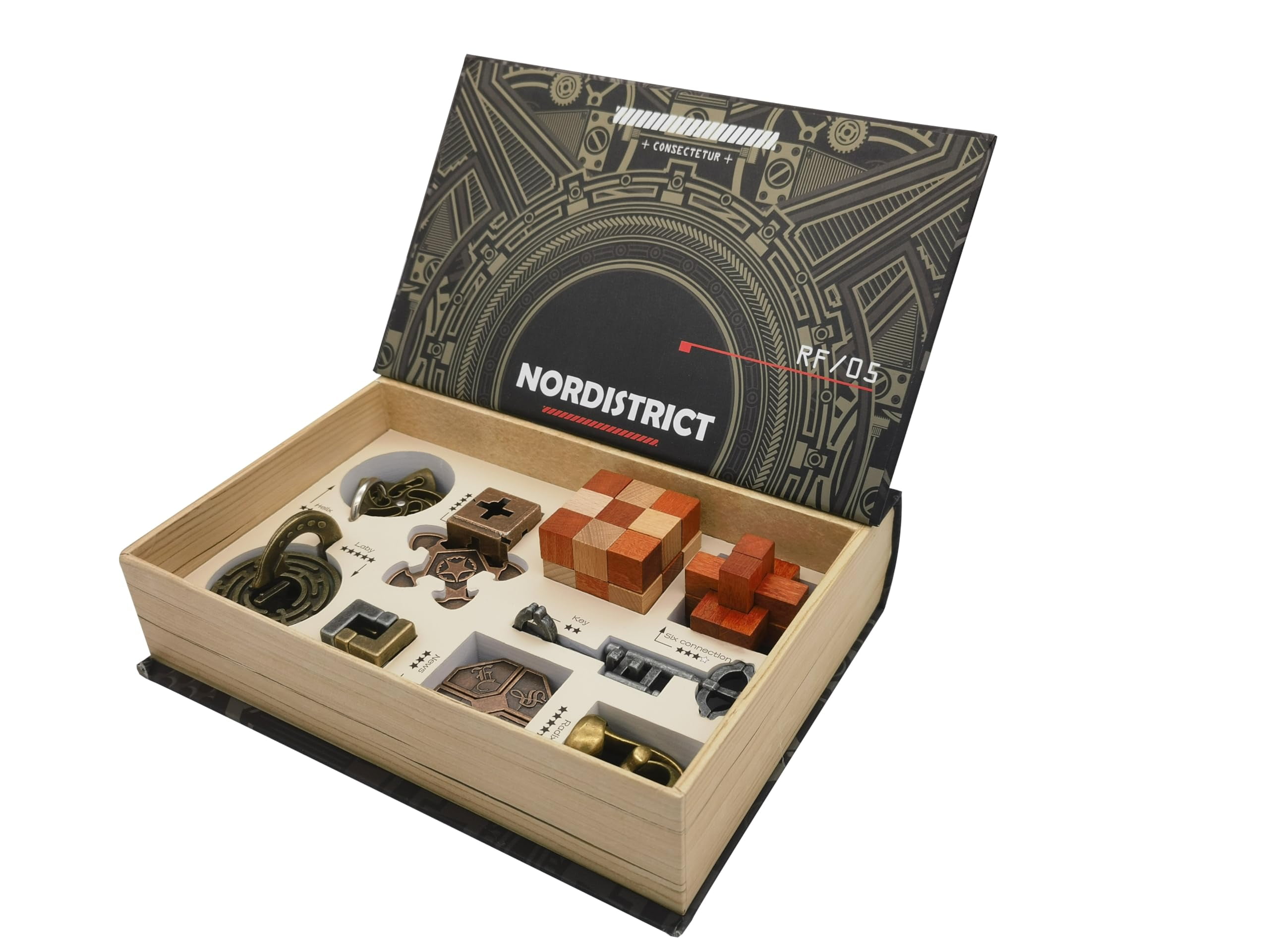 NORDISTRICT Mechanical Puzzles, Metal STF9 and Wooden Brain Teaser ...