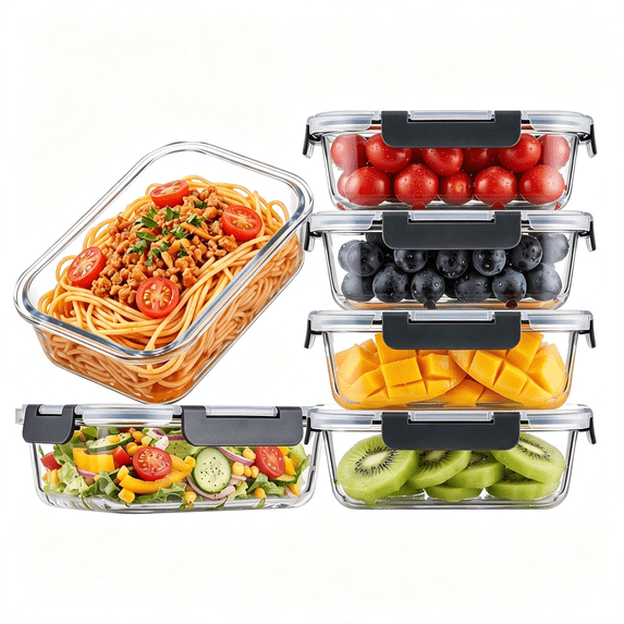 NORIZF 6-Pack 35Oz Glass Food Storage Containers with Lids, Airtight ...