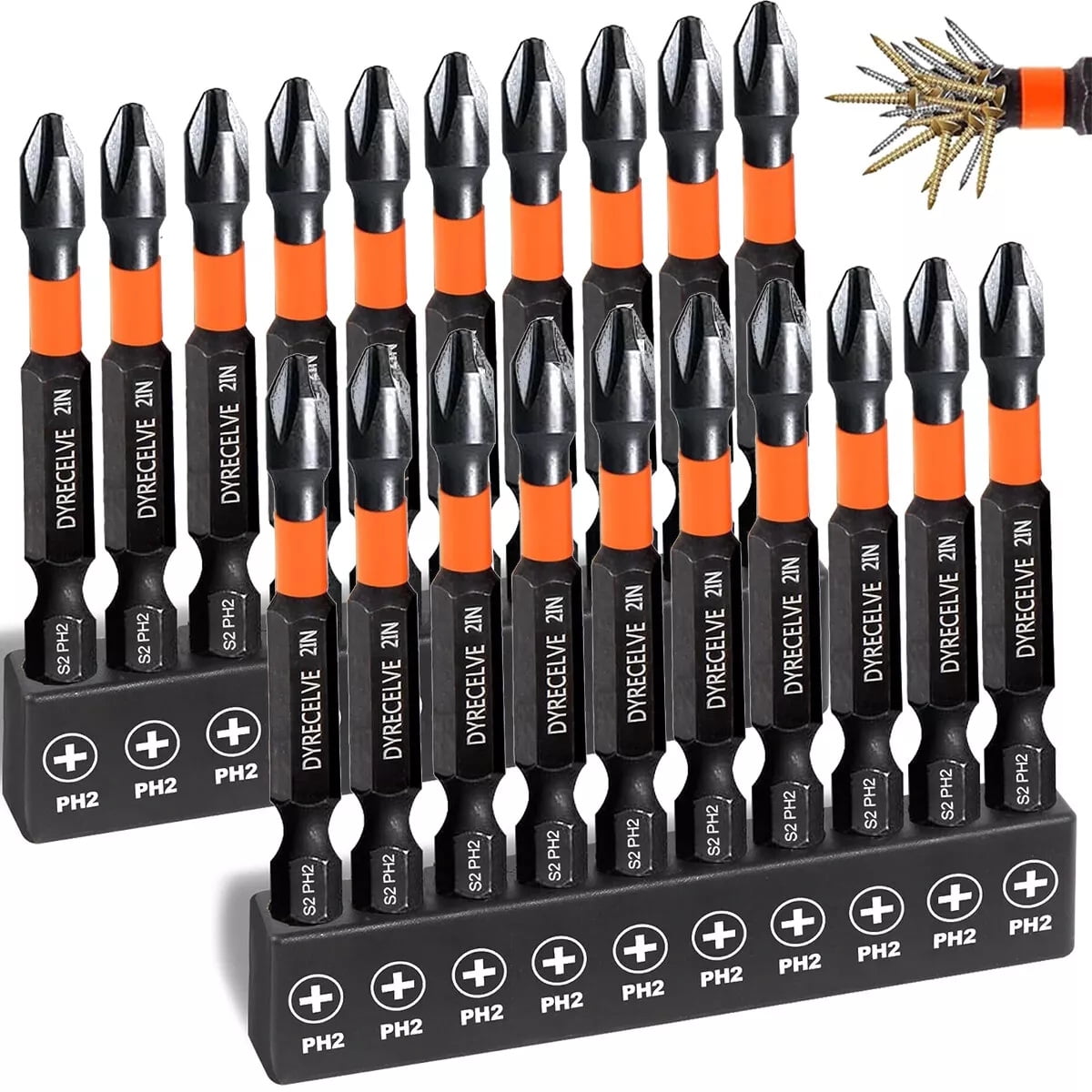 NORLYT 20-Piece 2-Inch S2 Steel Phillips Magnetic Drill Bit Set ...