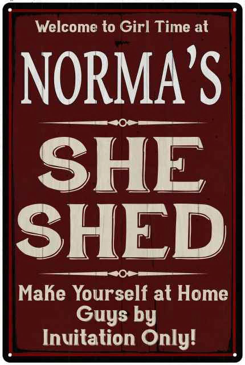 NORMA'S She Shed Red Sign Lady Cave 12 x 18 Matte Finish Metal ...