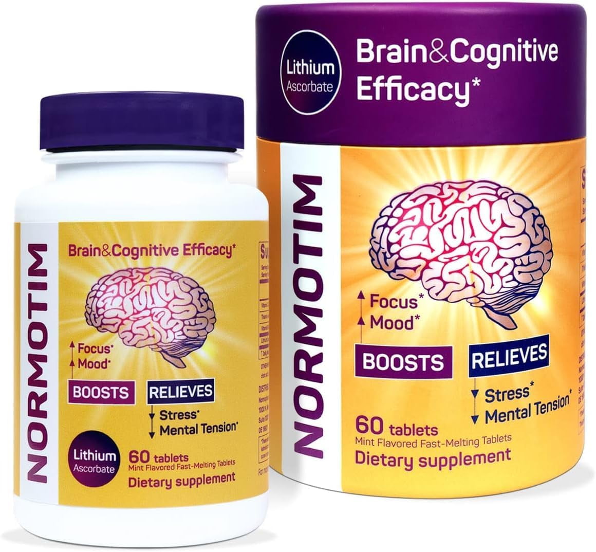 NORMOTIM Lithium Ascorbate & Vitamin C - 60 Tablets of Focus Supplement with Vitamin B1, B6 ...