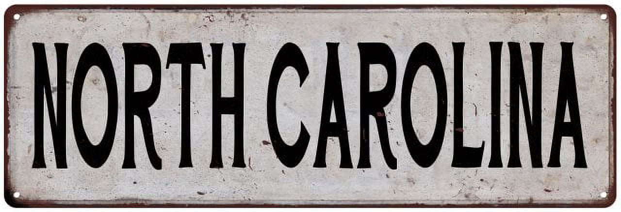 NORTH CAROLINA Vintage Look Rustic Metal City State Sign 8 x 24 Matte ...